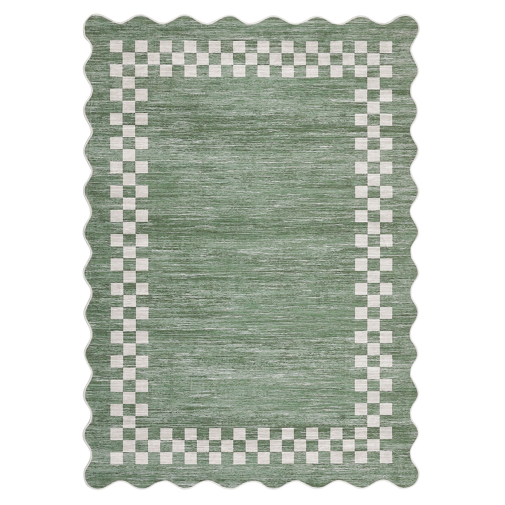 Winston Porter Scalloped Area Rug Machine Washable Modern Throw Rug ...