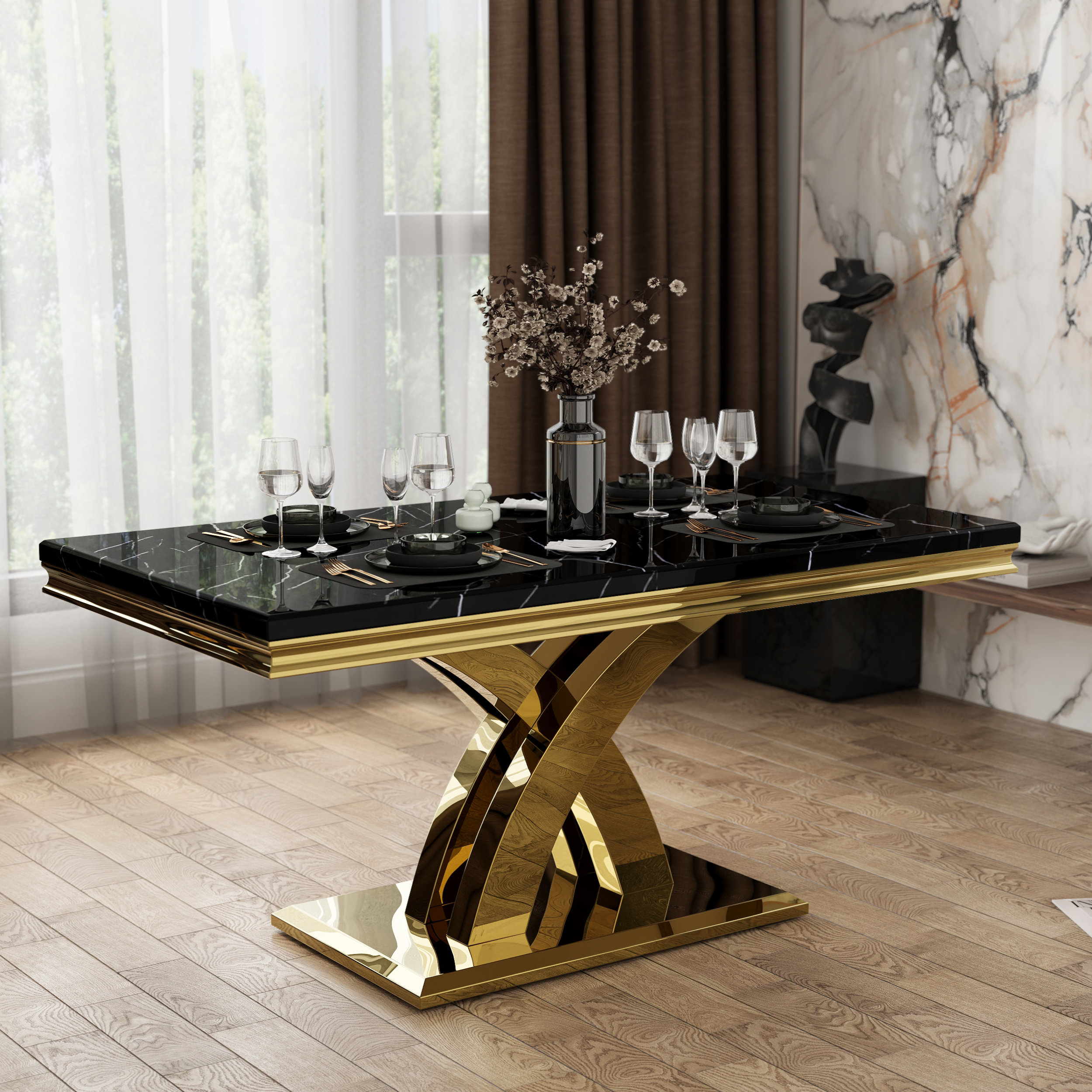 gold dining room table set