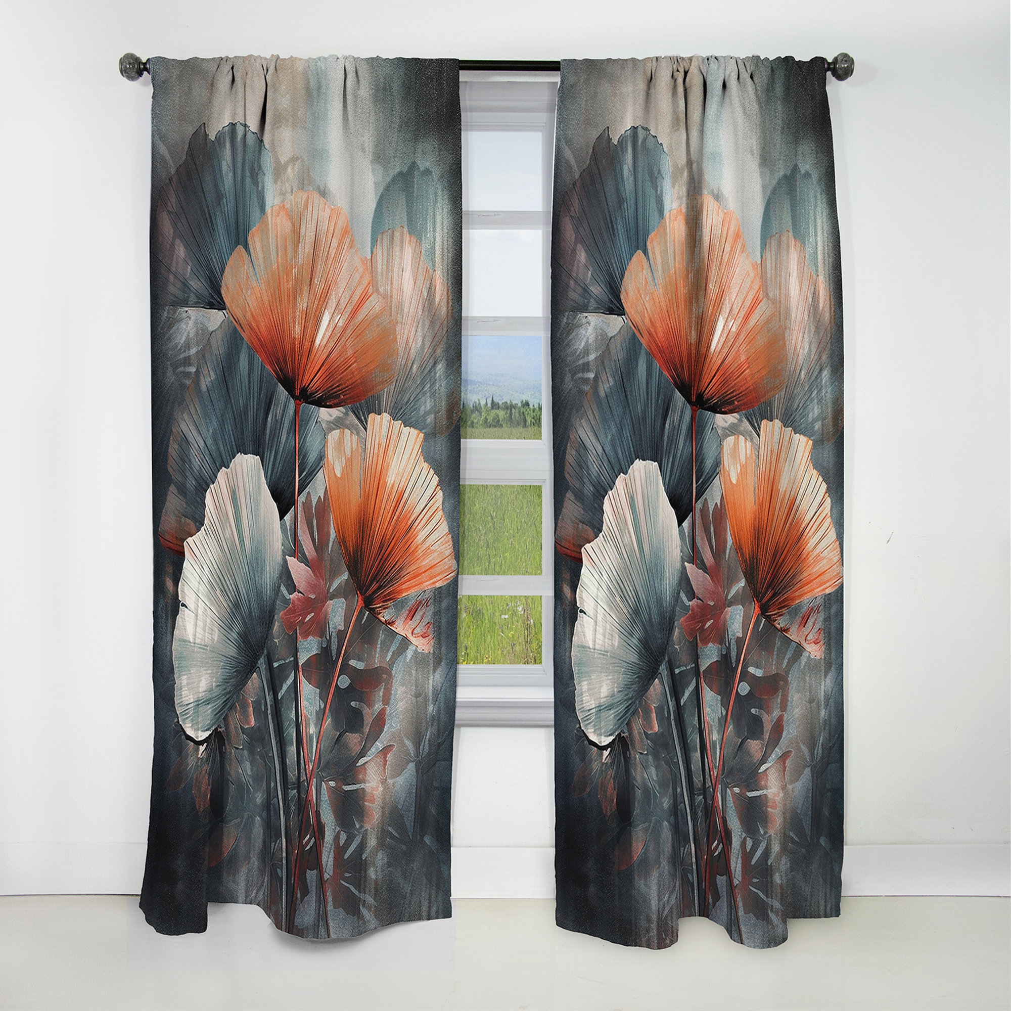 Dakota Fields Tropical Palm Leaves Ginkgo III - Palm Trees Curtain ...