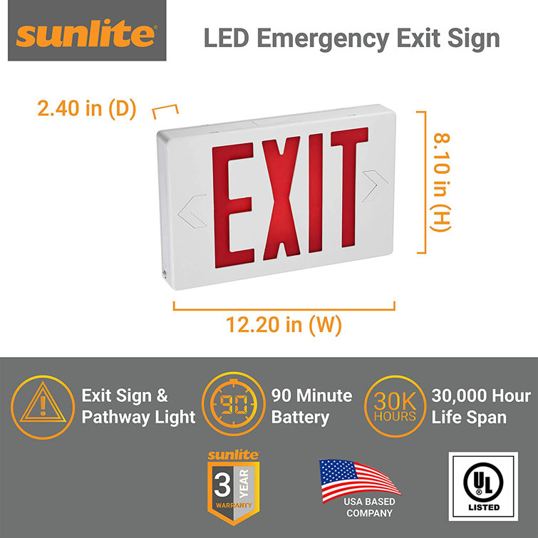 Sunlite Thermoplastic LED Double Sided Exit Sign | Wayfair