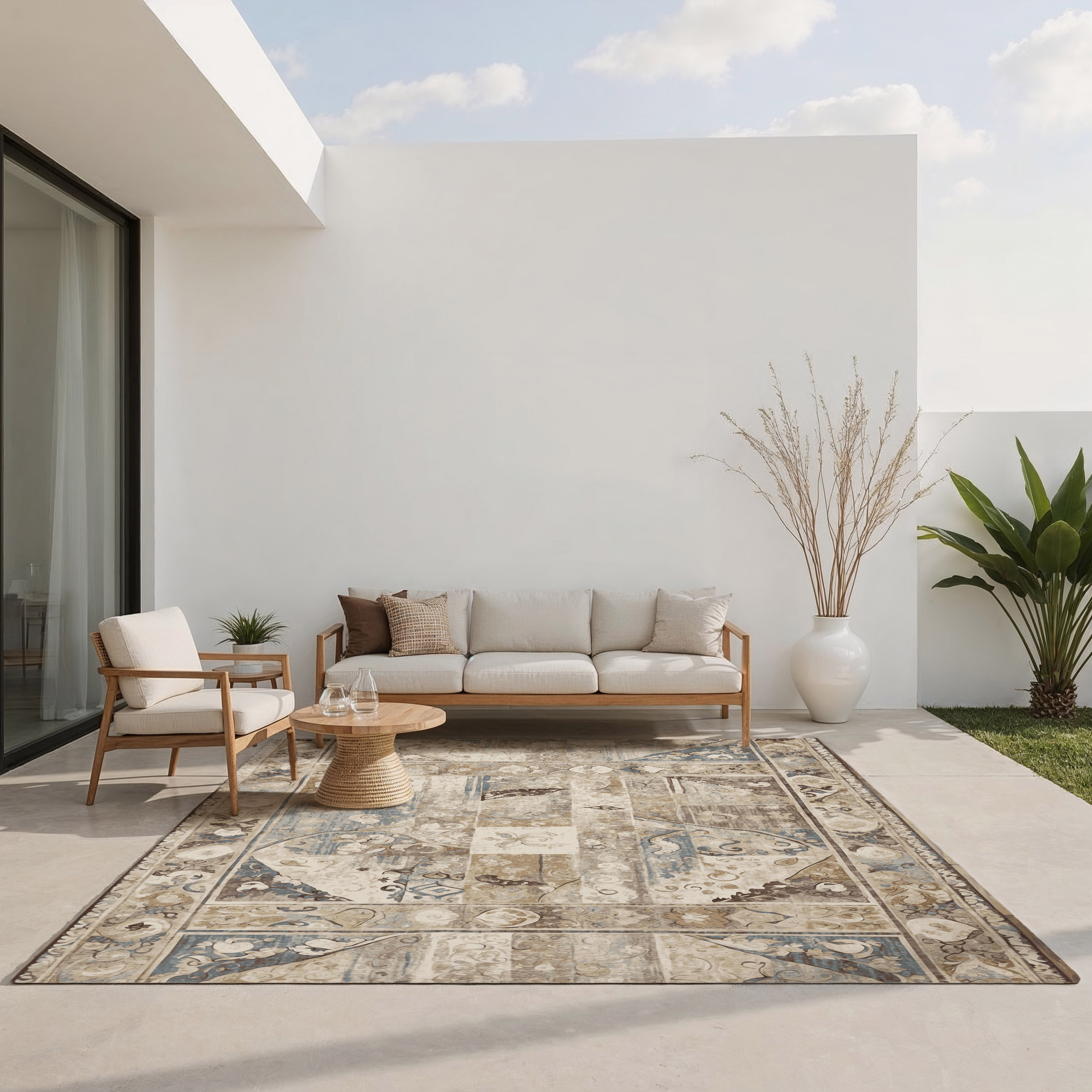 Wrought Studio™ Vintage Dash Indoor And Outdoor Area Rug | Wayfair