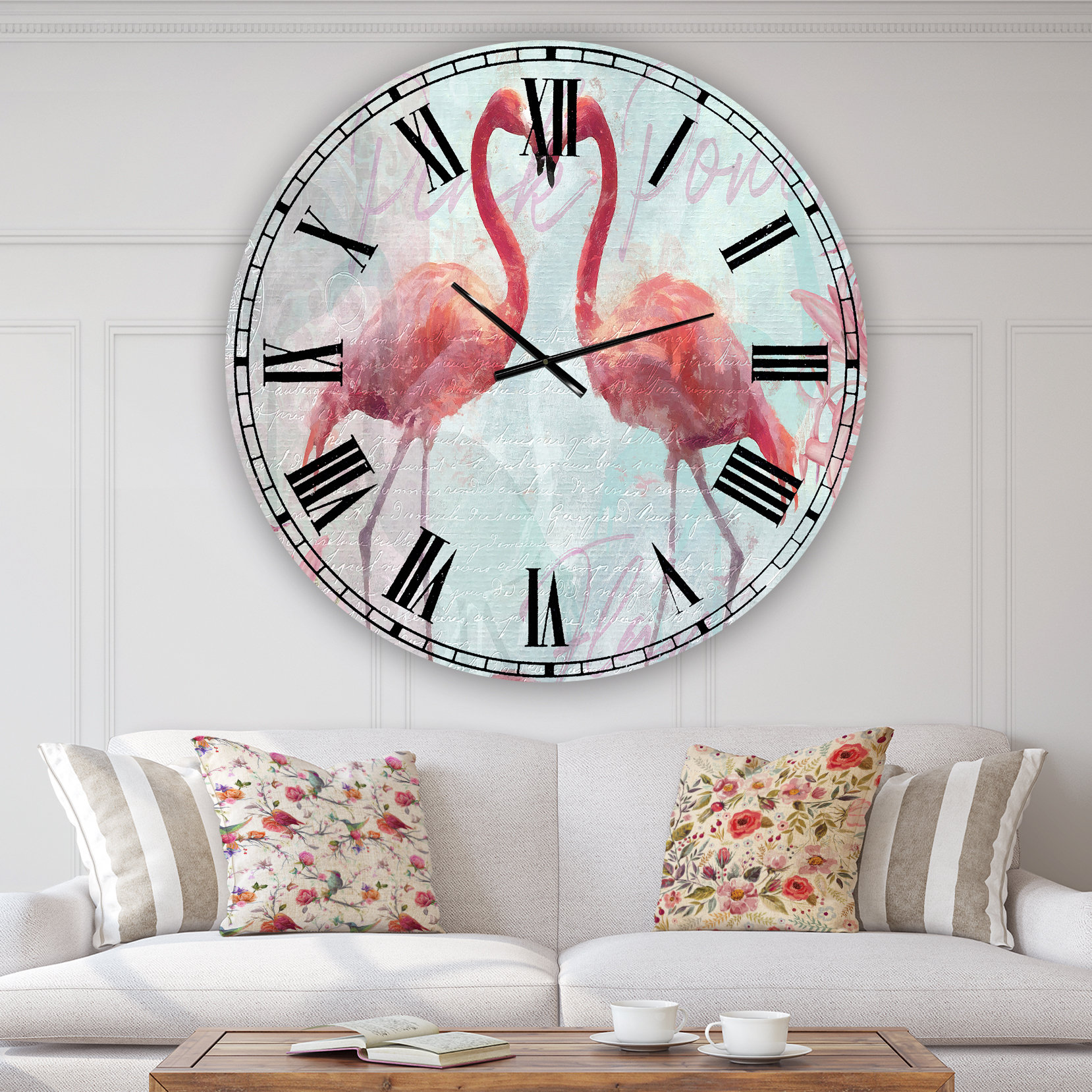 East Urban Home Flamingo Power - Oversized Cottage Wall Clock & Reviews ...