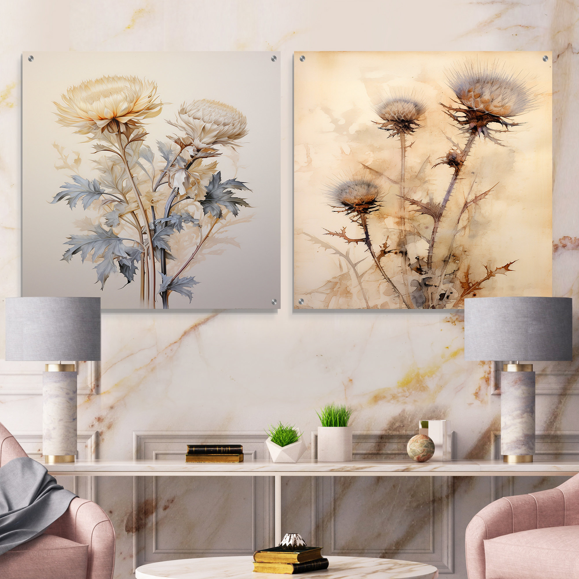 Lark Manor™ Beige Thistle Flower Stillness III - Thistle Acrylic Wall ...