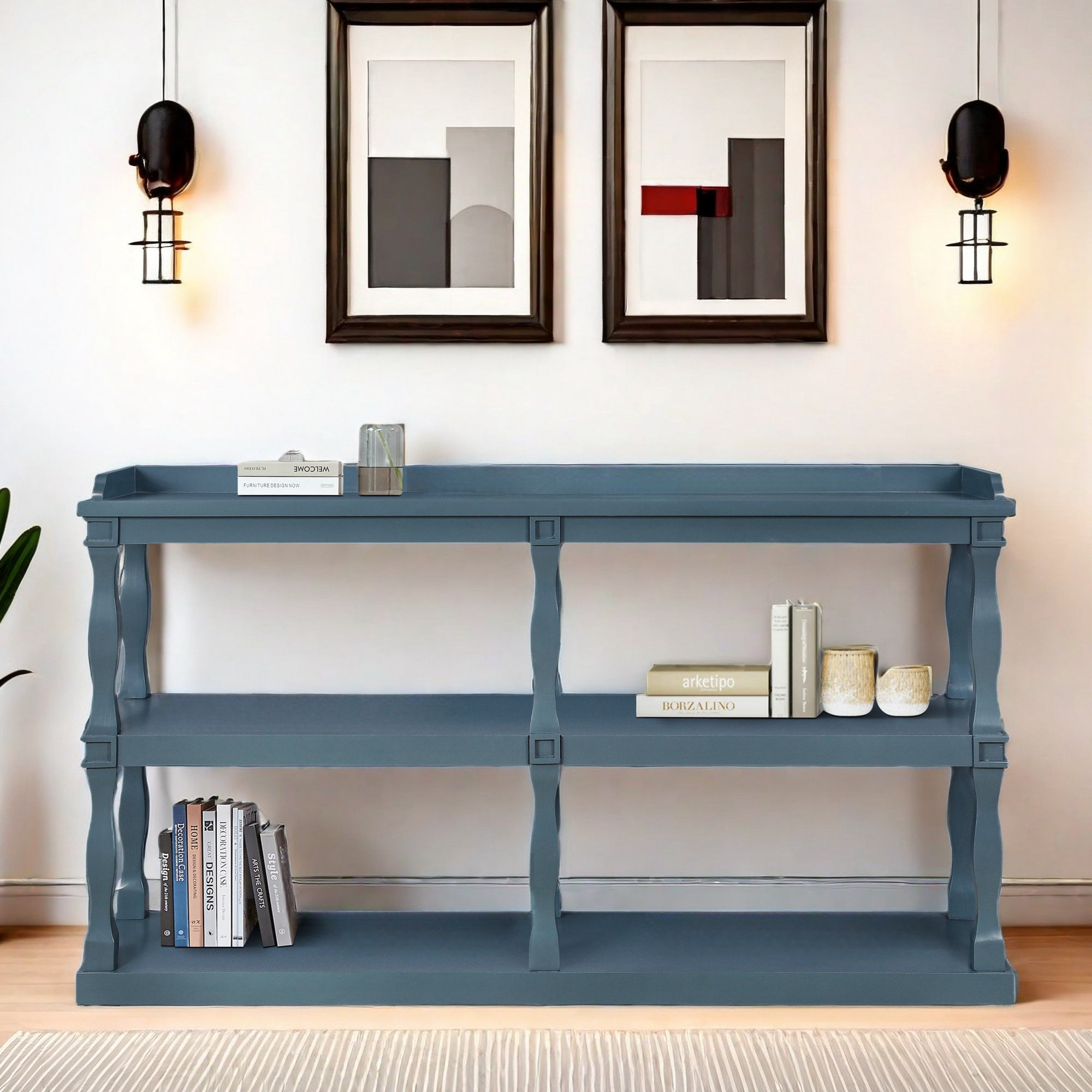 Latitude Run® Console Table With 3-tier Open Storage Spaces And Roman ... Latitude Run® Console Table With 3-tier Open Storage Spaces And Roman ...