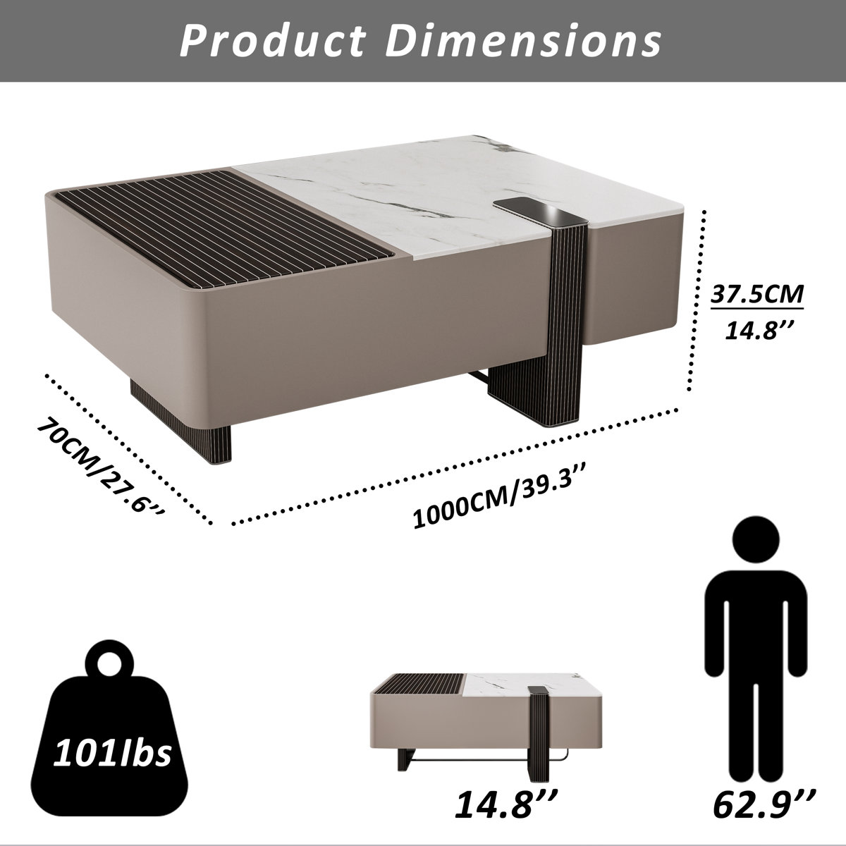 Hokku Designs Rokiya Lift Top Coffee Table No Assembly Required ...