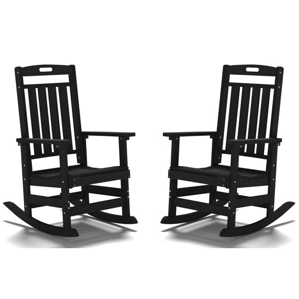 Winston Porter Set of 2 HDPE Rocking Chairs – All-Weather Heavy-Duty ...