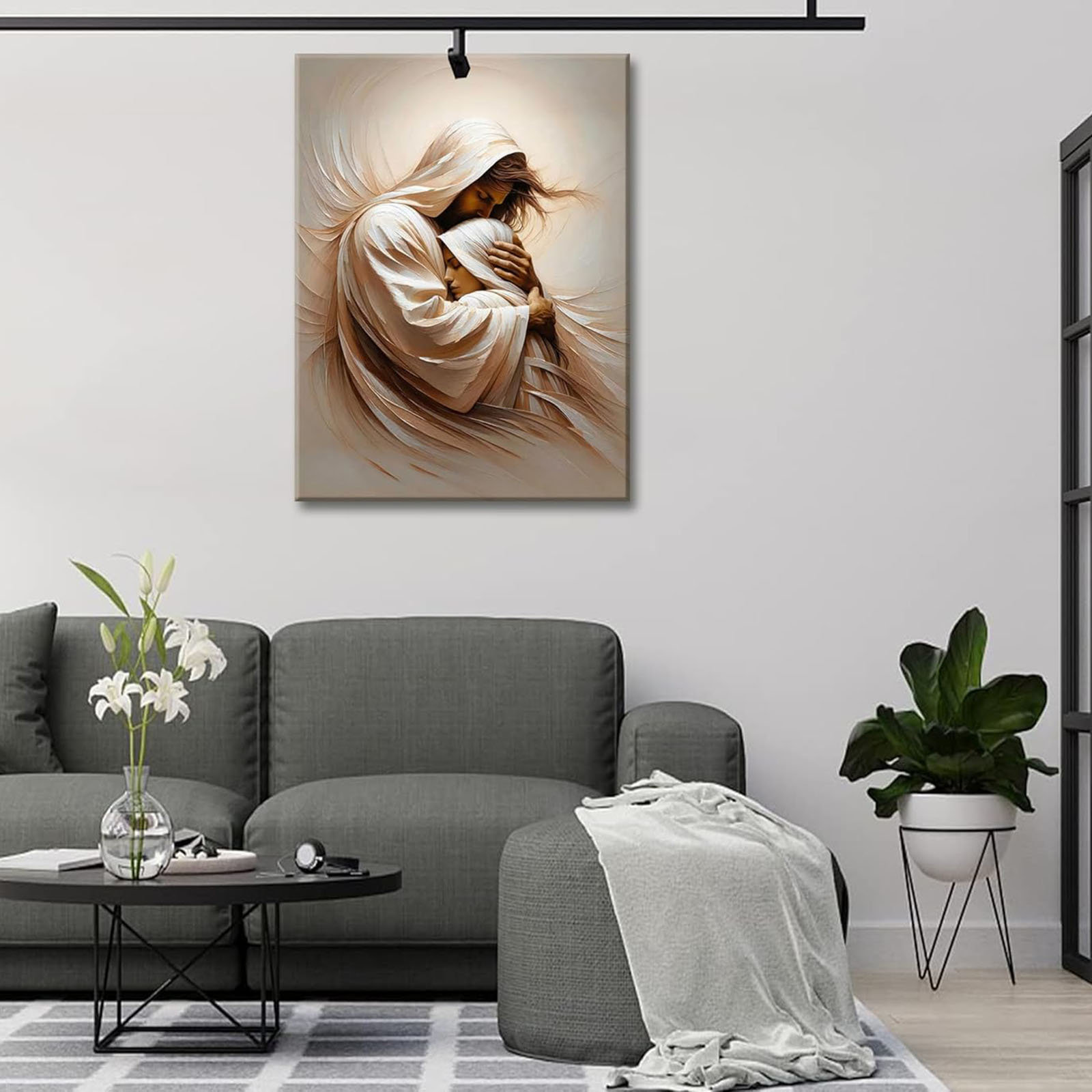 Charlton Home® Jesus Hugging Girl Canvas Wall Art Safe In His Arms ...