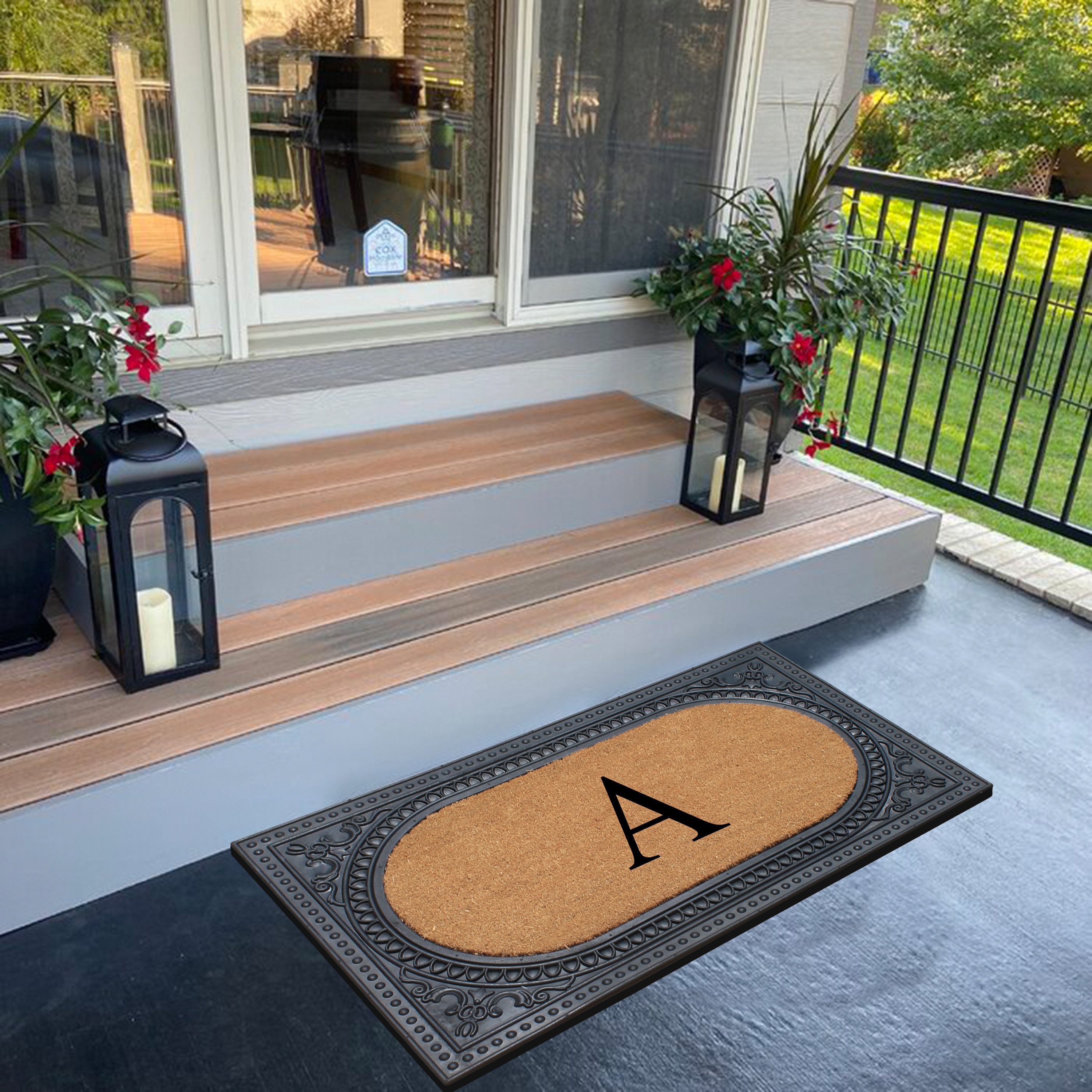 A1 Home Collections LLC A1HC Natural Rubber & Coir 24x39 Monogrammed ...