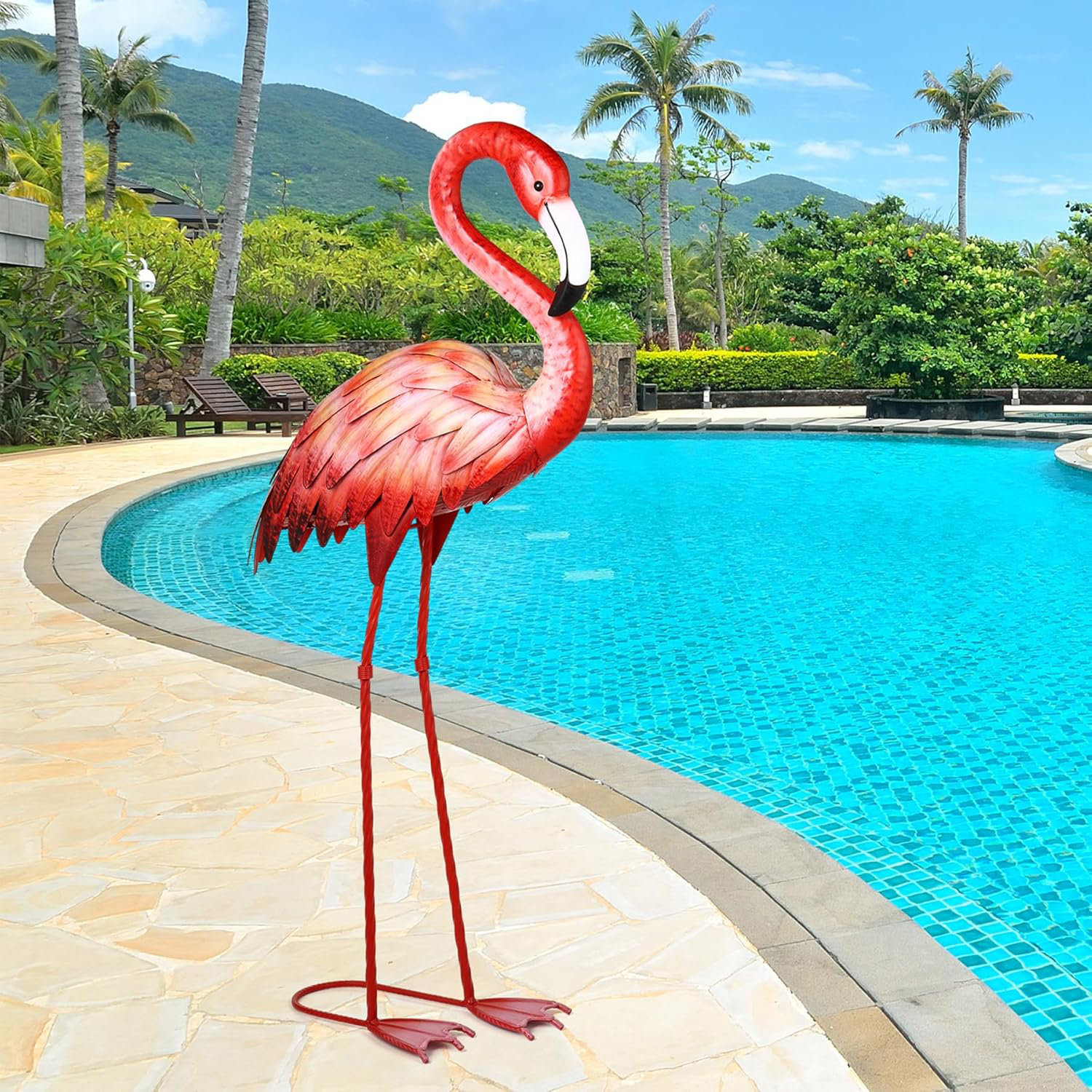 Bay Isle Home™ Pink Flamingo Garden Statue Outdoor Decor Metal Yard Art ...