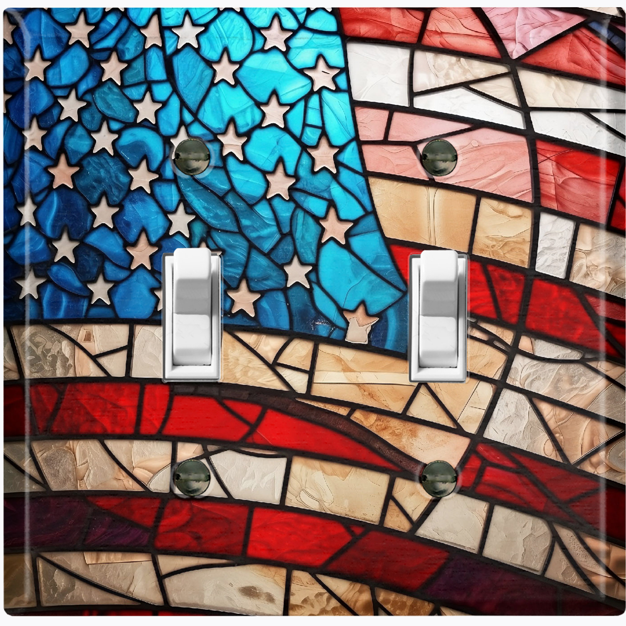 WorldAcc United States Flag Tile Glass Print USA Themed 2 - Gang Toggle ...