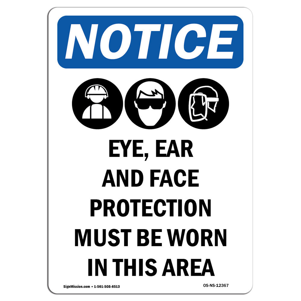 SignMission Eye Ear and Face Protection Sign | Wayfair