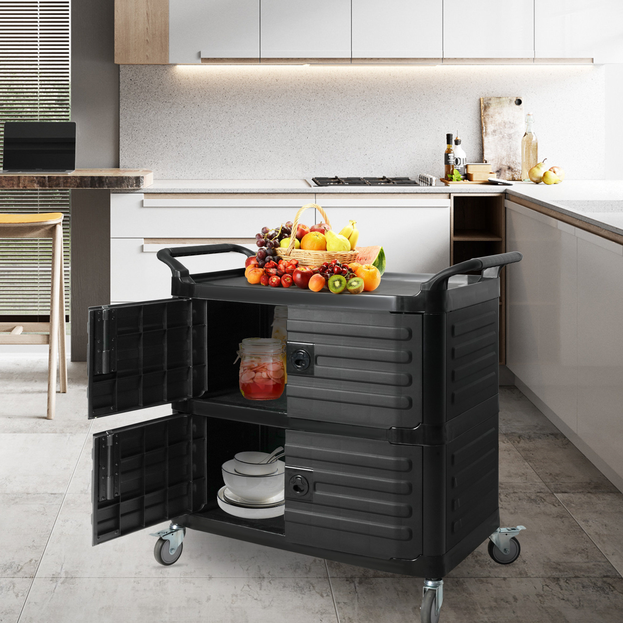 Arlmont & Co. Rusten Bar Cart For Kitchen Prep and Grilling With Extra ...