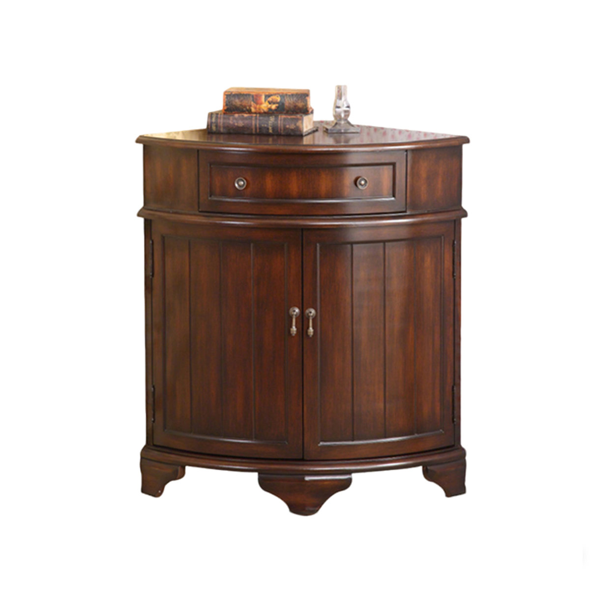 Orren Ellis Minimalist Walnut Solid Wood Triangle Cabinet | Wayfair