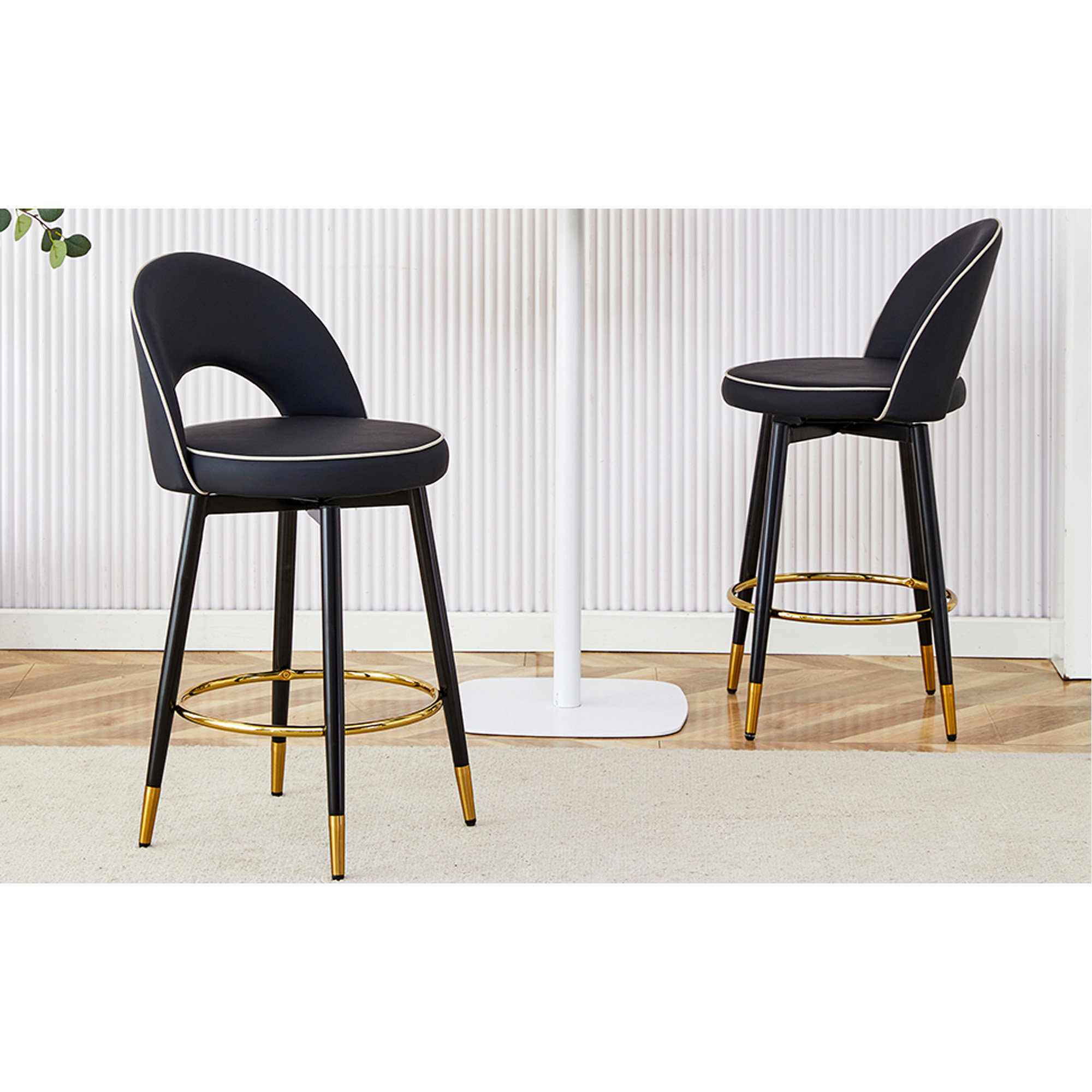 Mercer41 Rotatable Bar Chair With Stylish Metal Legs For Dining Room ...