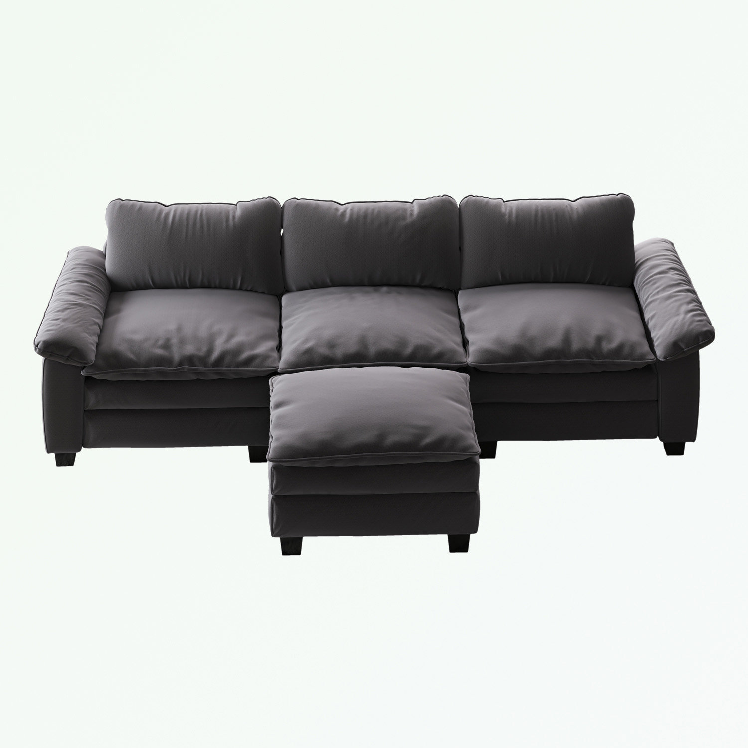 hanada Velvet Upholstered Sectional Sofa with Ottoman | Wayfair