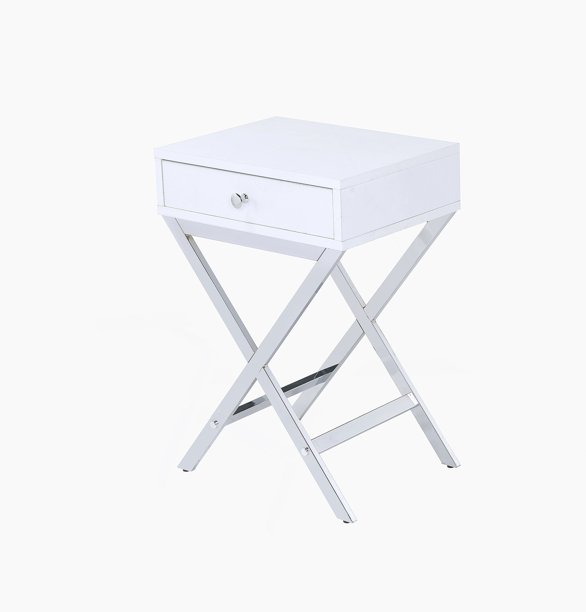 Ivy Bronx White & Chrome Finish Accent Table | Wayfair
