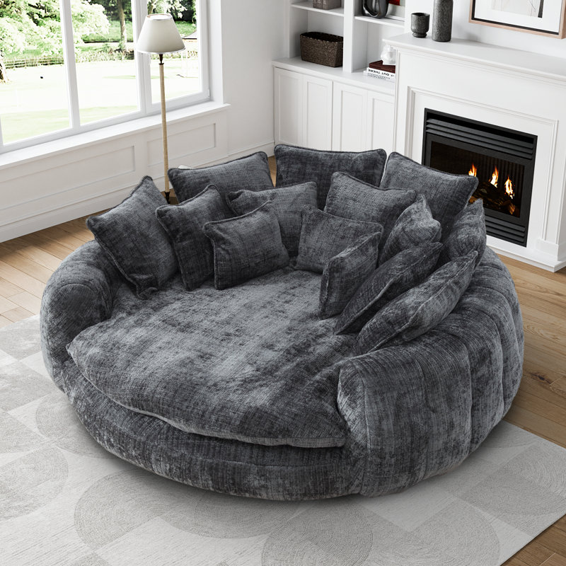 All-in furniture Oversized Bean Bag Sofa - Large Round Loveseat With ...