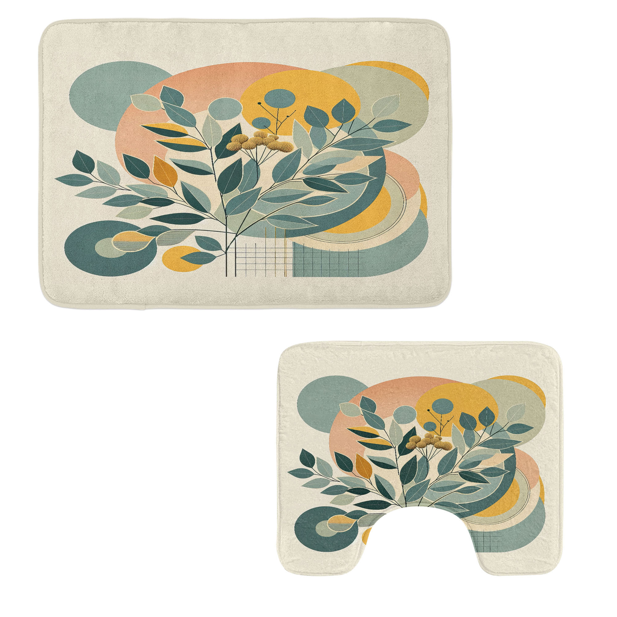 East Urban Home Eucalyptus Leaves Bathroom Rug Set 2 Pieces Rectangle ...