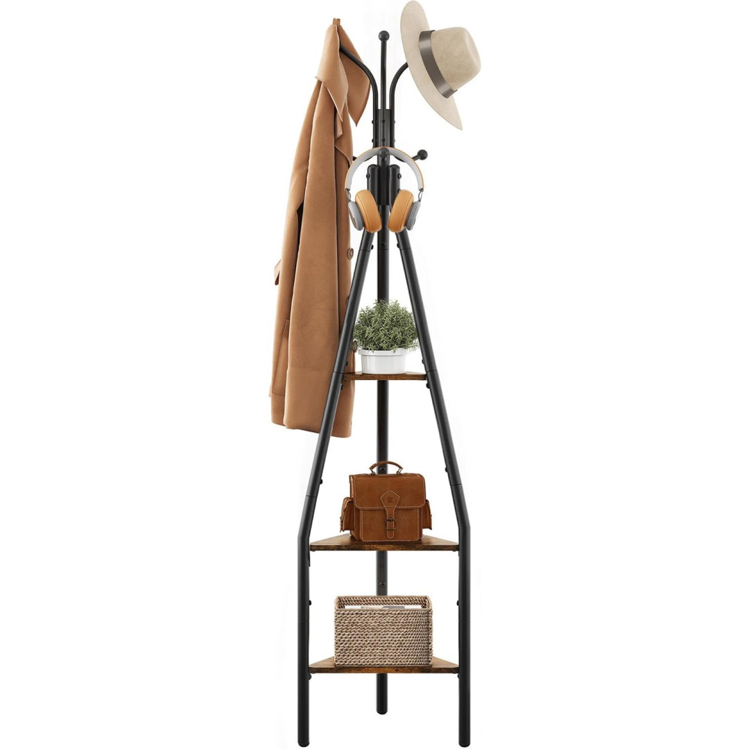 Latitude Run® 3-Tier Coat Rack Freestanding With Hooks, Industrial Coat ...