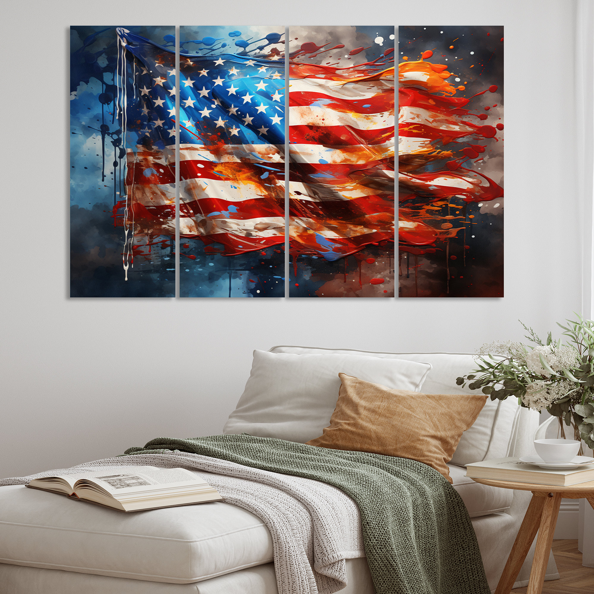 Williston Forge Modern USA Flag I On Metal 4 Pieces Print | Wayfair