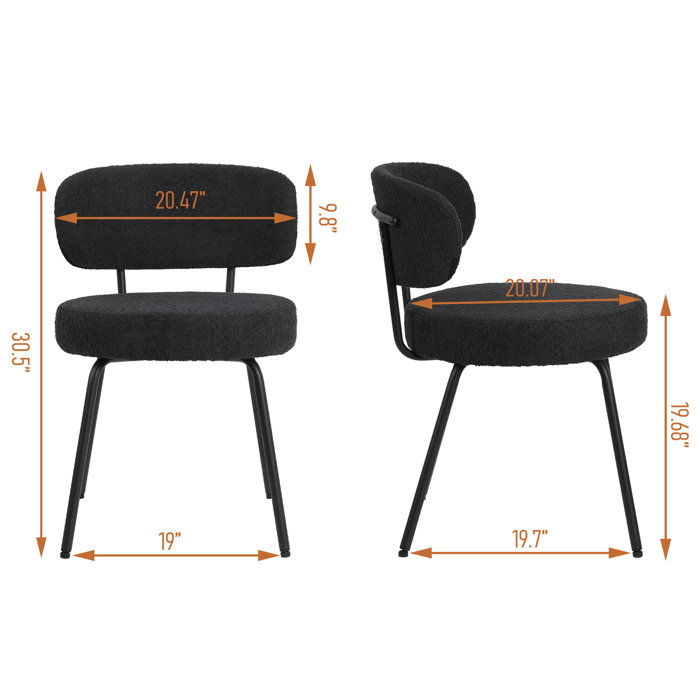 Corrigan Studio® Modern Sherpa Dining Chairs Set of 6, Mid Centry ...