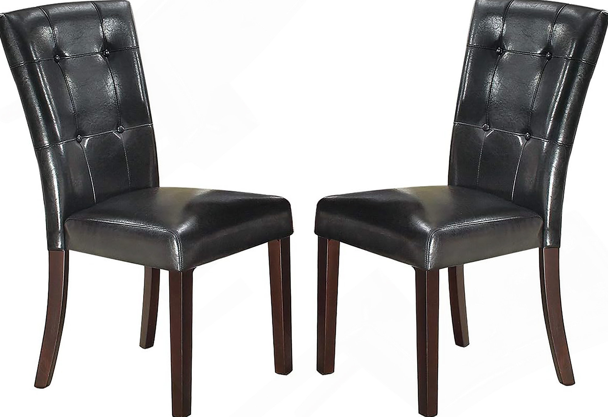 Red Barrel Studio® Modern Parson Chairs Black Faux Leather Tufted Set ...