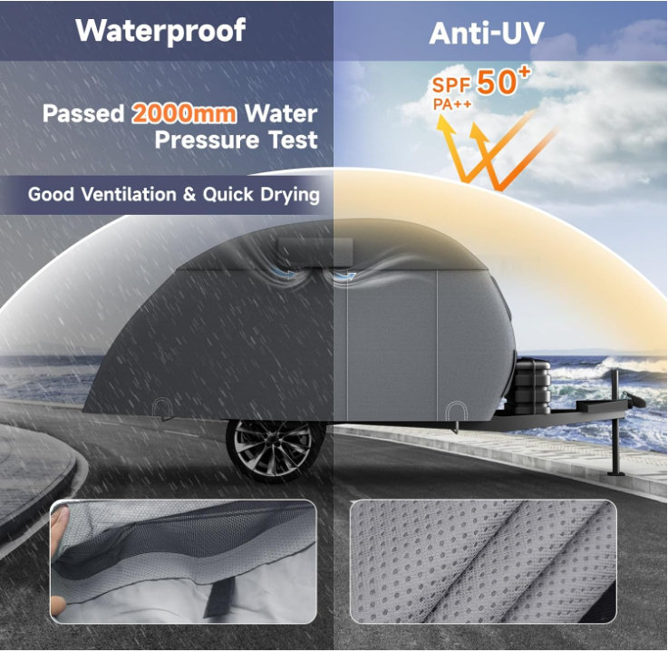 NARELECT Teardrop Camper Cover,Fits Trailers,7 Layers Top Heavy Duty ...