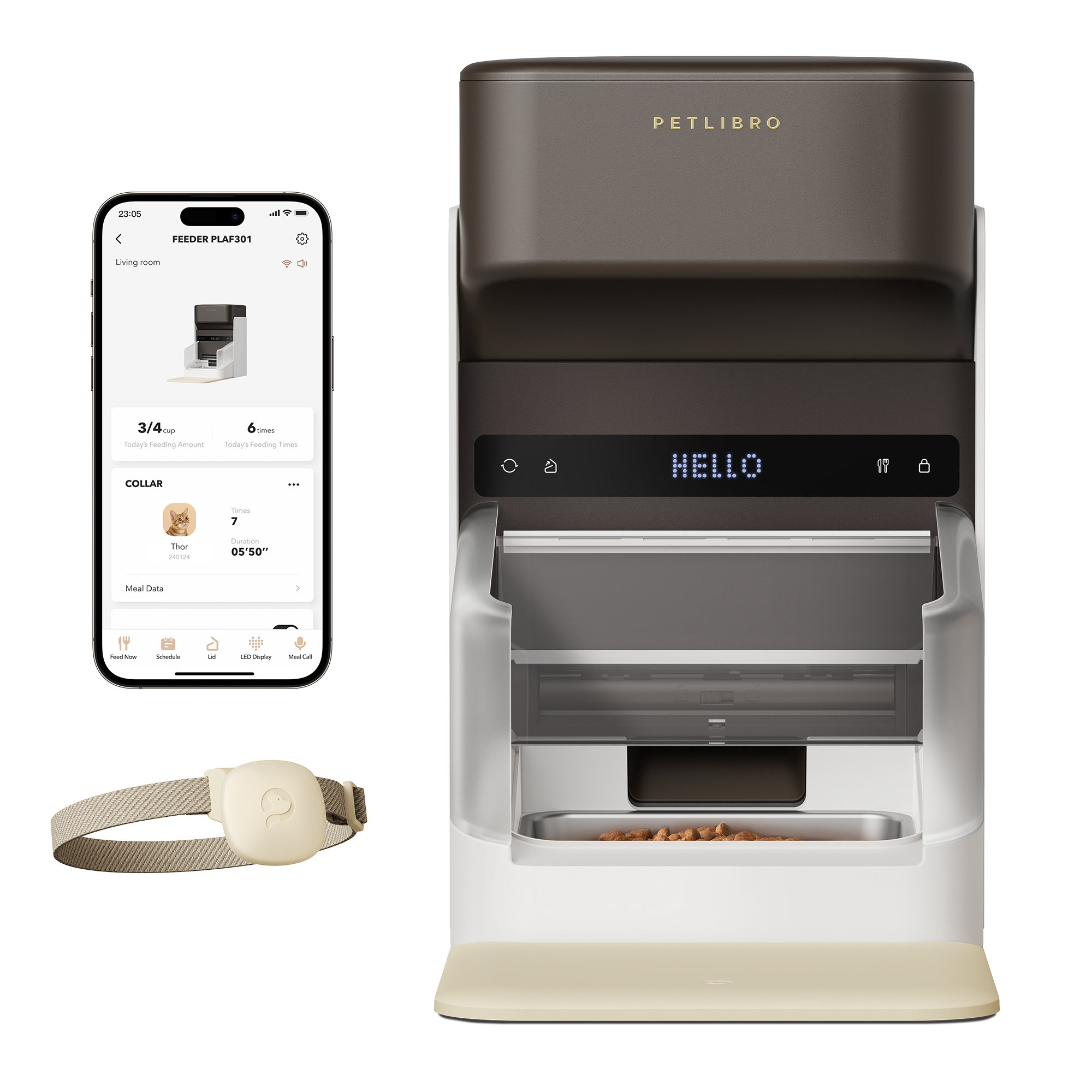 PETLIBRO One RFID Automatic Feeder with Smart APP Control, Coffee, 3L ...