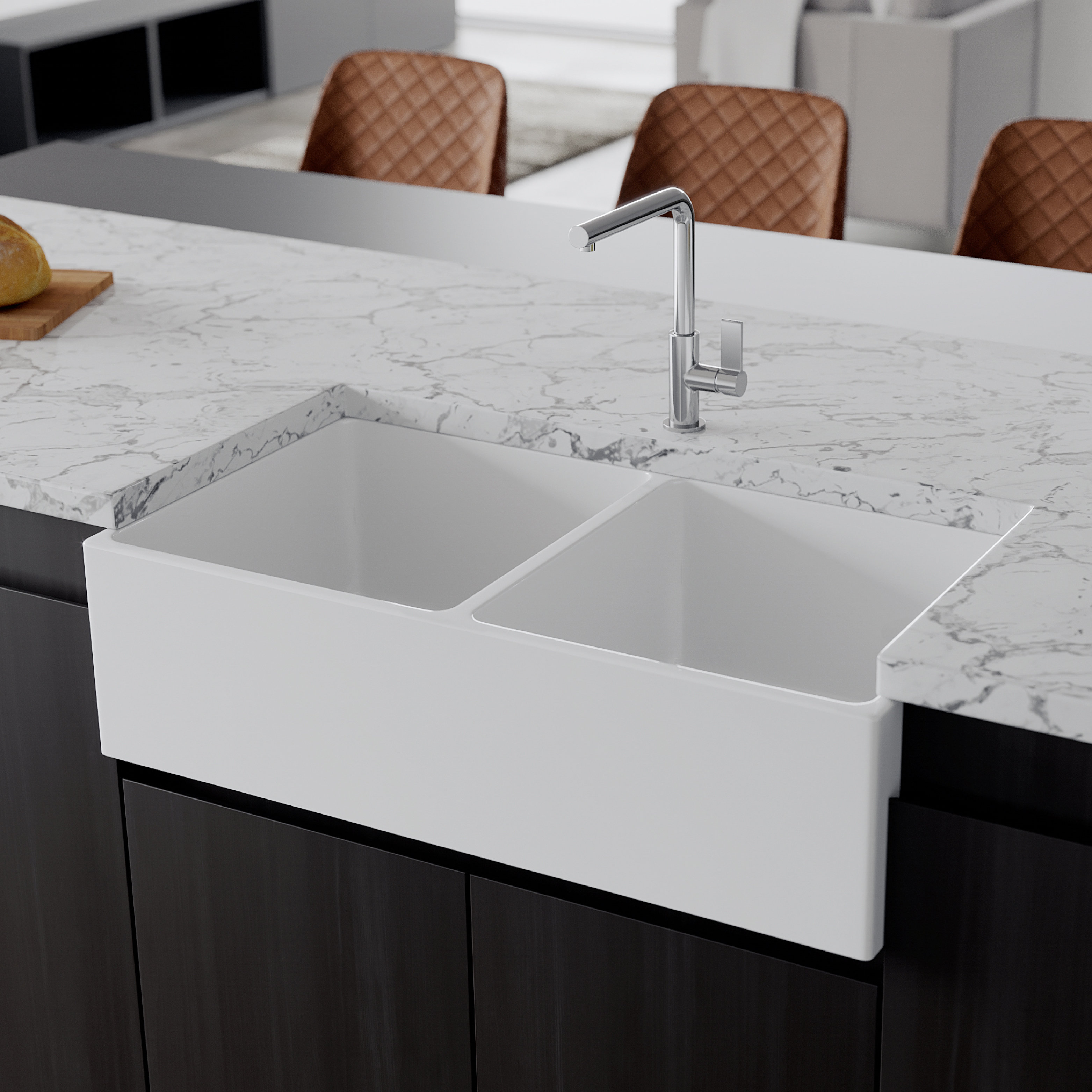 Crestwood 36" Crestwood Fireclay Kitchen Sink, Farmhouse Sink ...