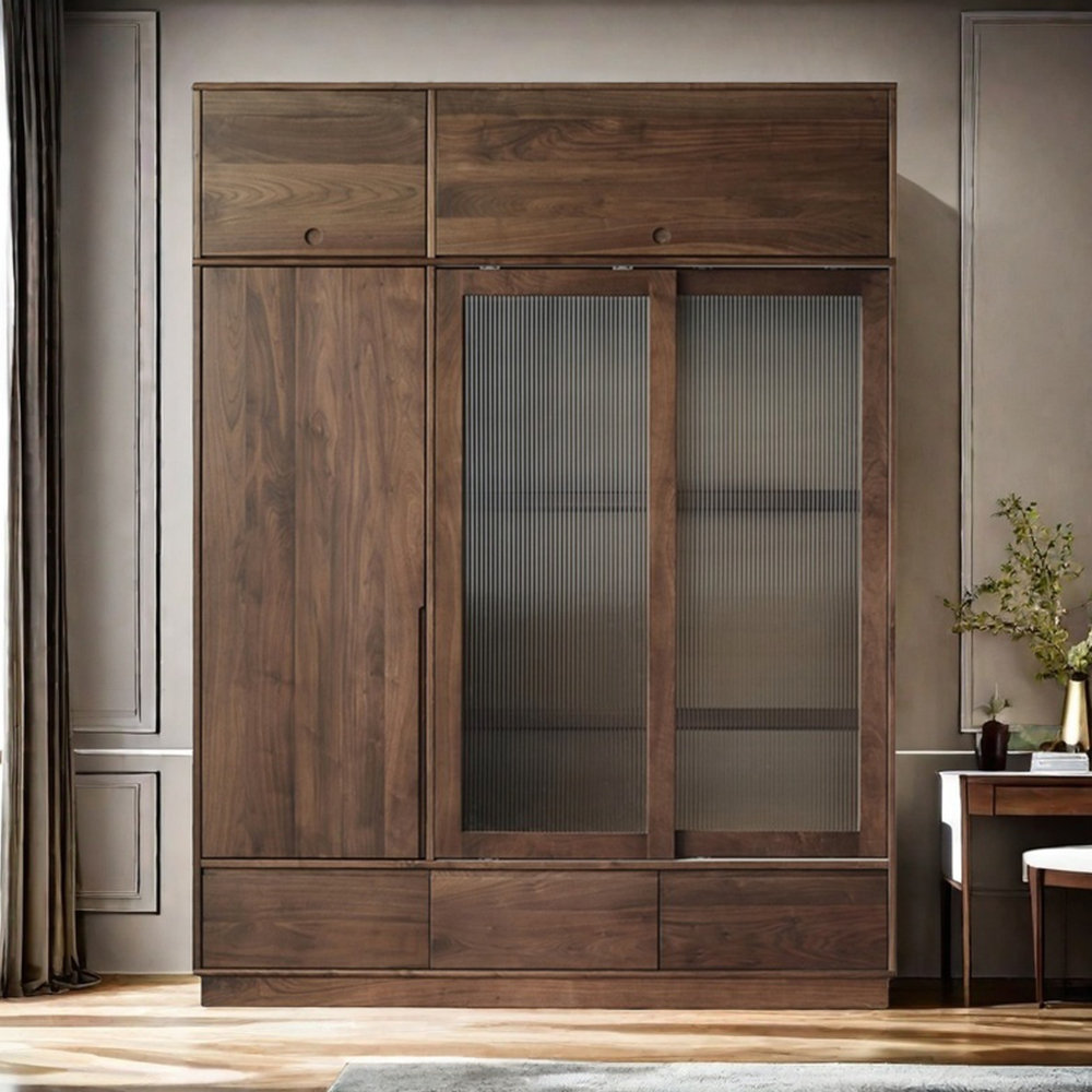 Parttlion Chinese style retro light luxury bedroom wardrobe | Wayfair