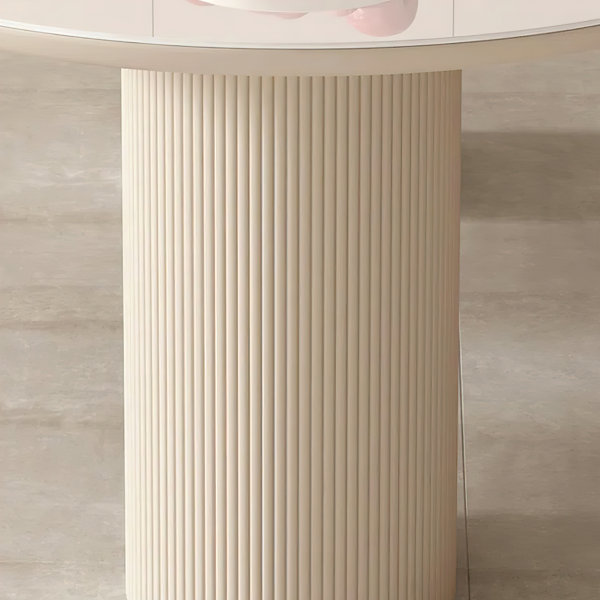 Orren Ellis Lexly Pedestal Modern Cream Color Dining Table, Roman ...