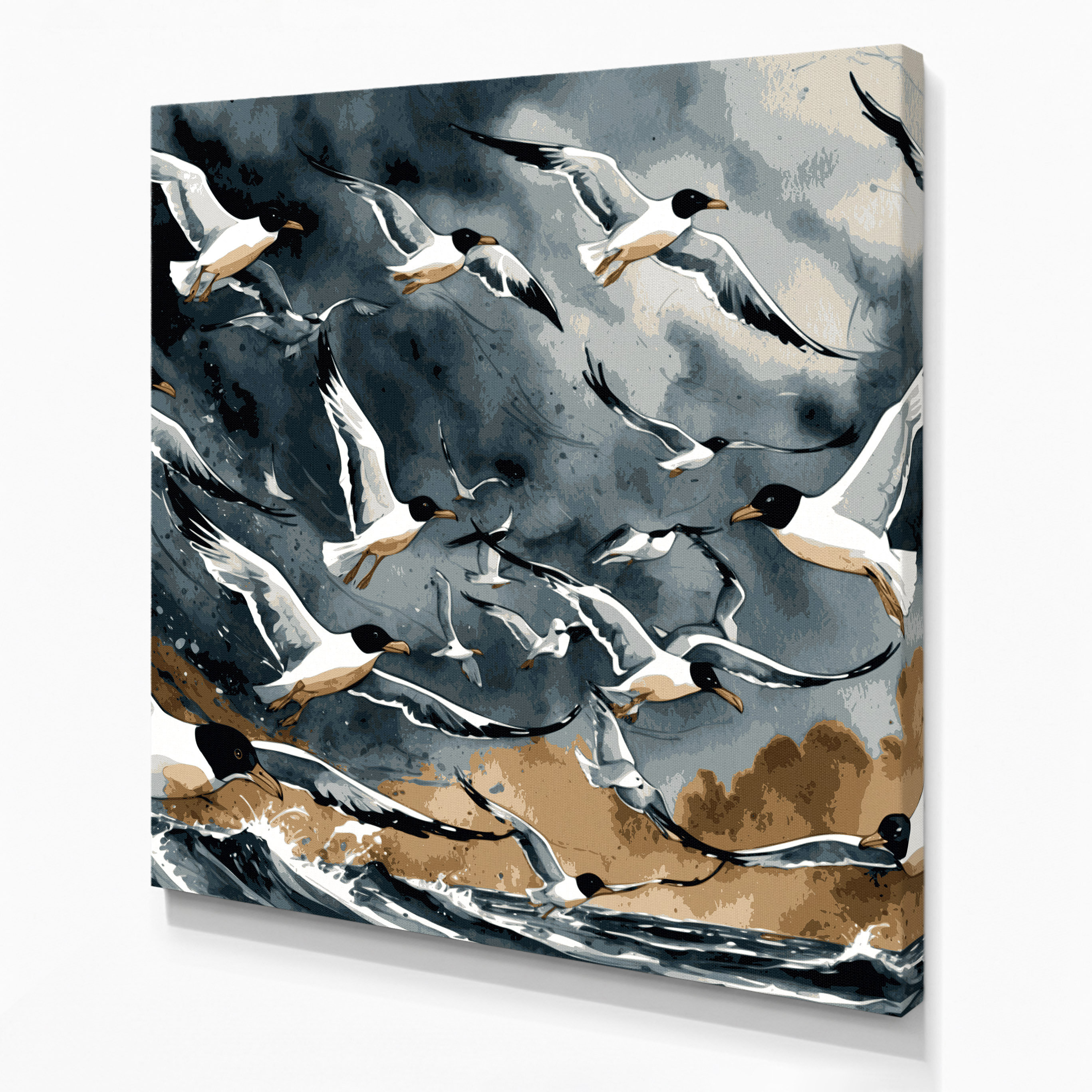 Dovecove Birds Black headed Gull Black Canvas Wall Art | Wayfair