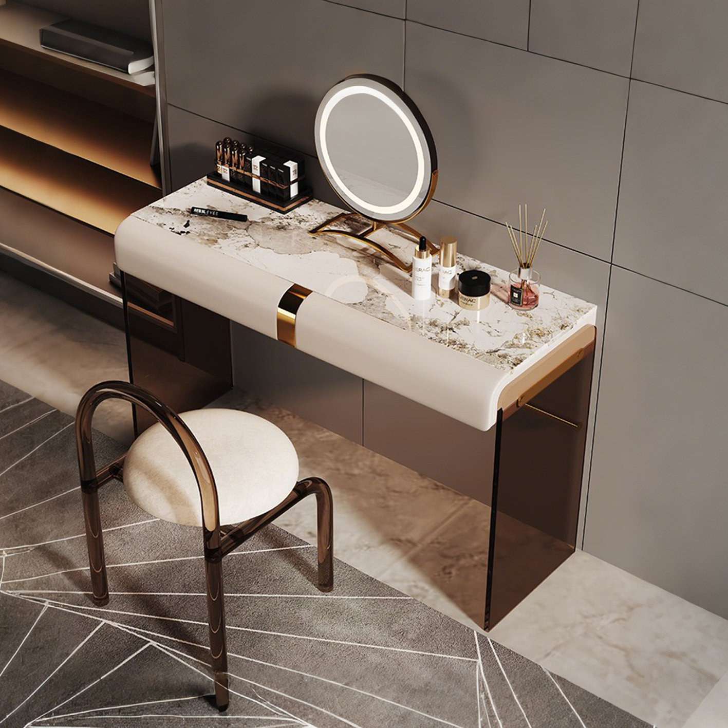 Isla Hopping Modern Luxurious Style White Acrylic Dressing Table | Wayfair