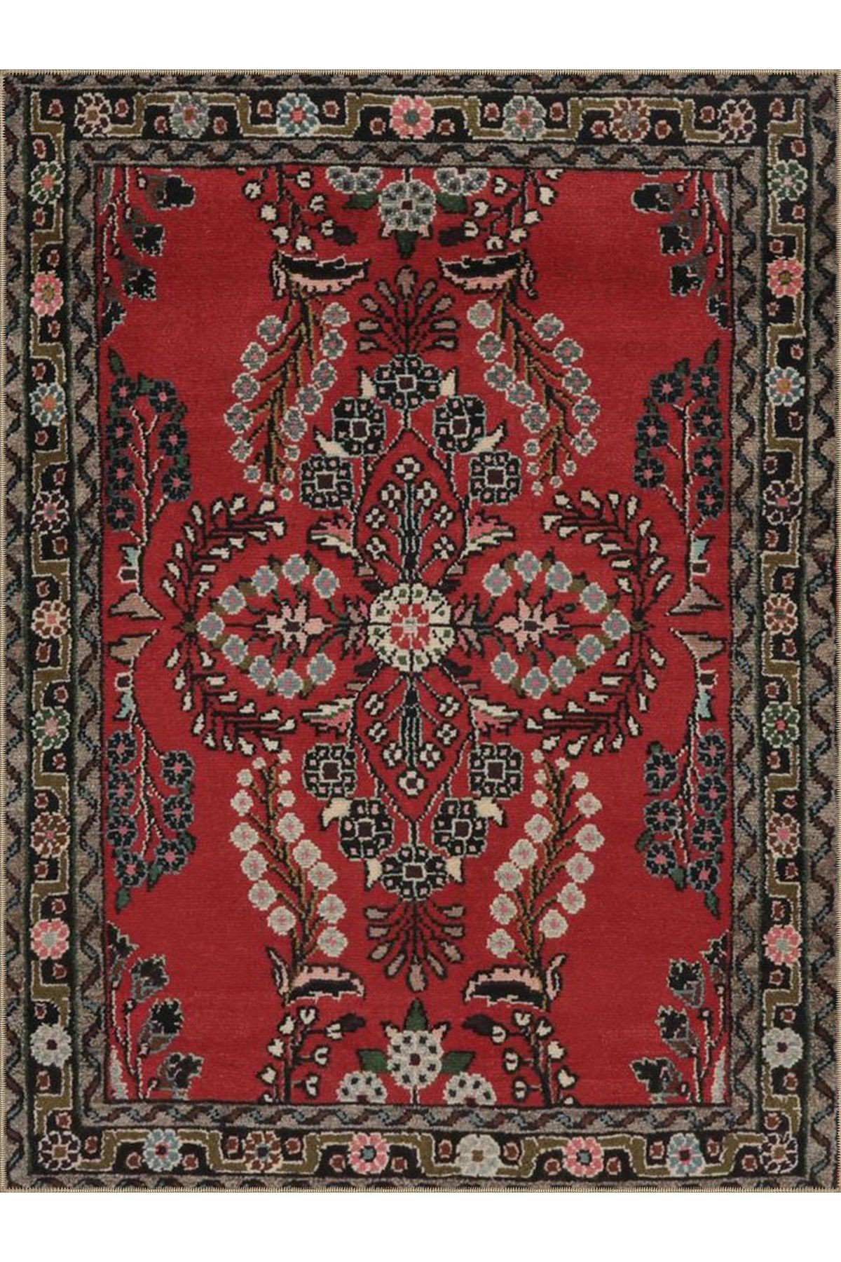 Bungalow Rose Red Themed Vintage Motif Patterned Woven Base Decorative ...