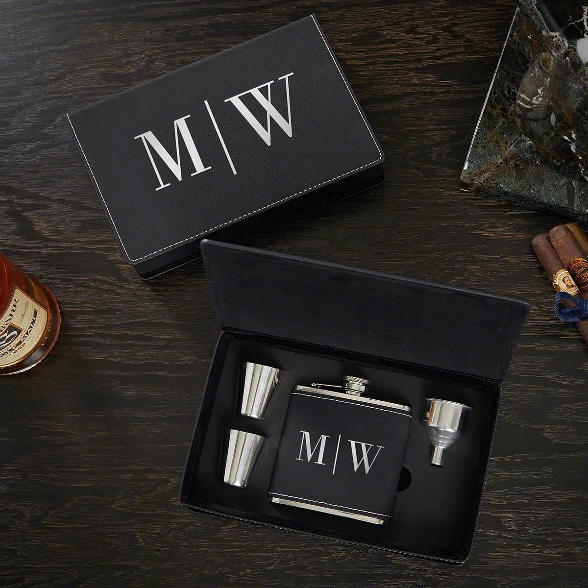 Prep & Savour Quinton Monogram Personalized Flask Gift Set | Wayfair