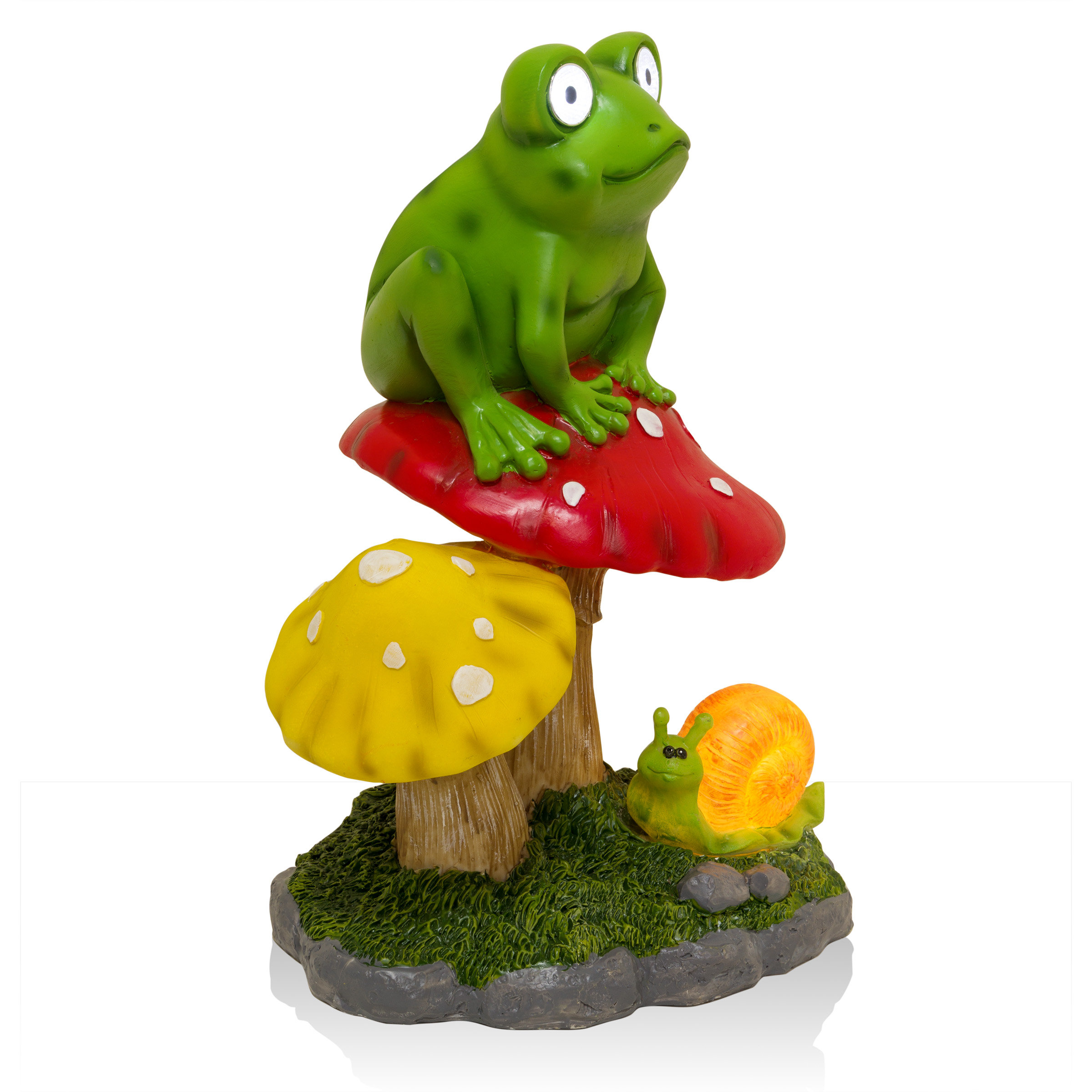 Winston Porter Frog on Mushroom Solar Statue with LED Lights & Reviews ...