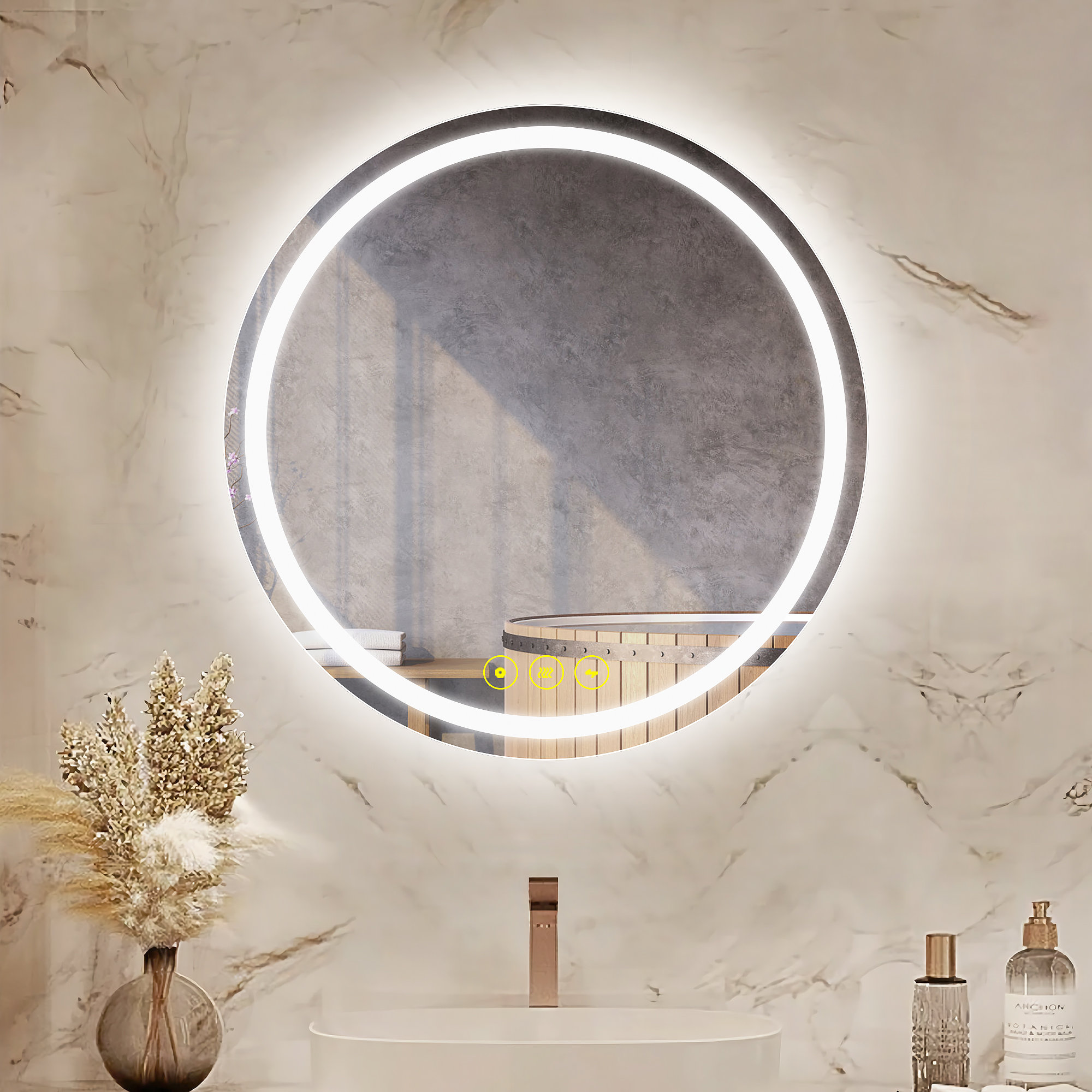 Latitude Run® Airalyn Modern LED Dimmable Round Anti-Fog Backlit 3000K ...
