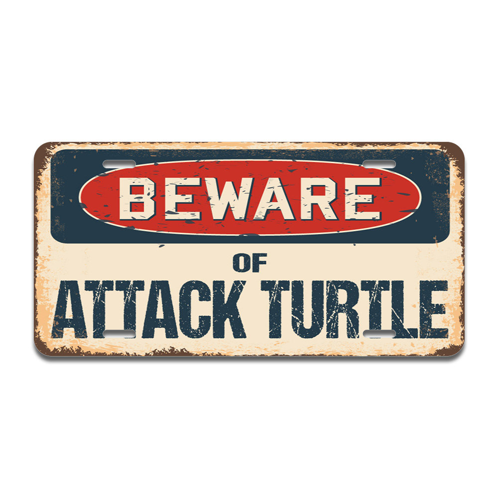 SignMission Beware of Attack Turtle Aluminum Plate Frame | Wayfair