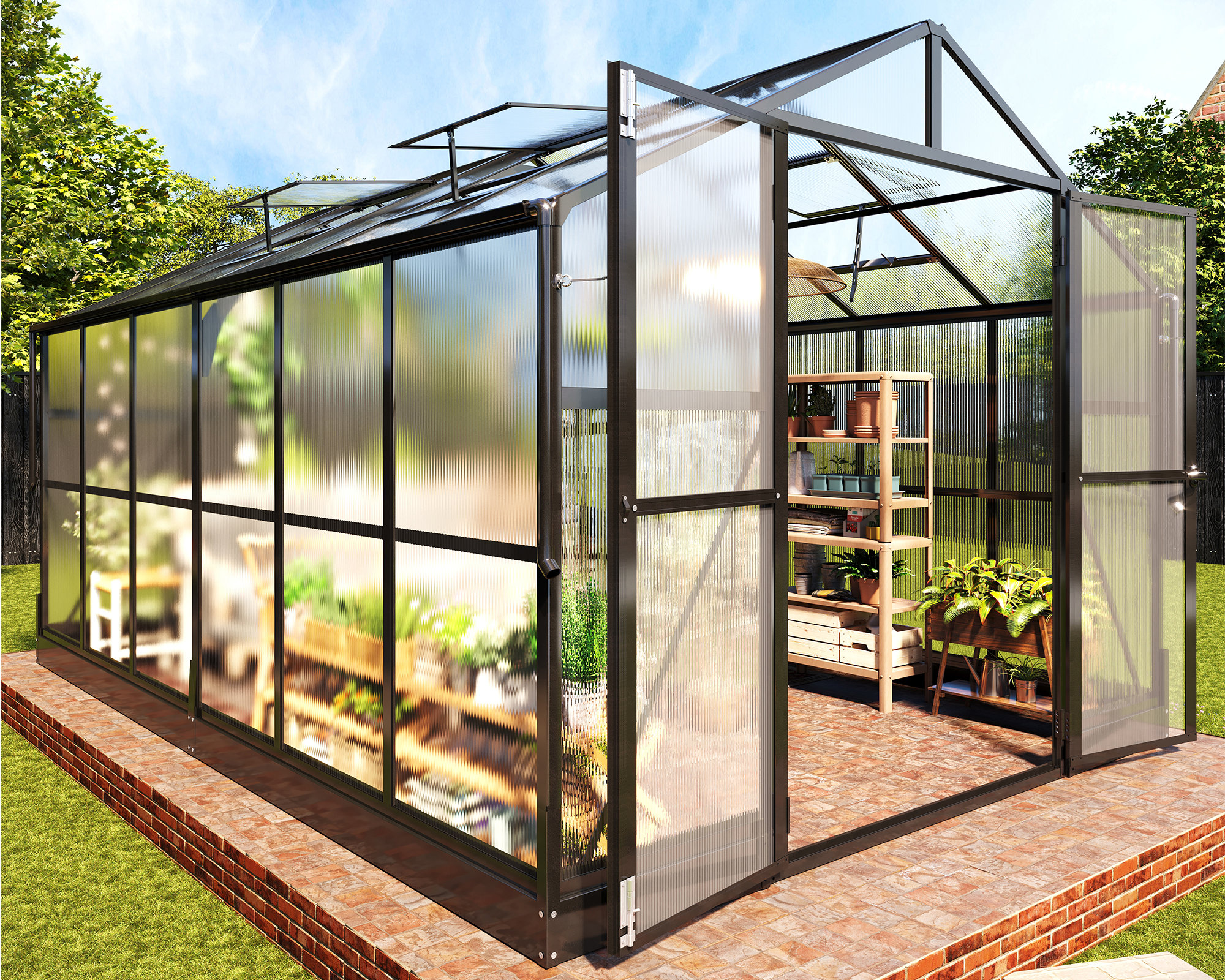 AMERLIFE Polycarbonate Greenhouse With Quick-Connect Fittings, Walk-In ...