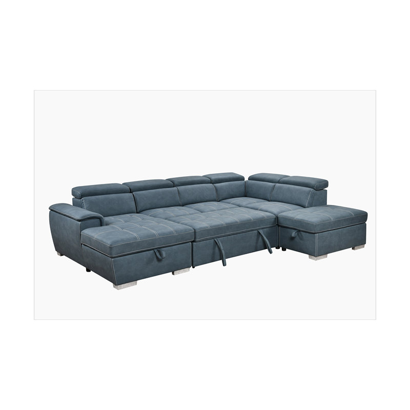 Latitude Run® 128"Sofa U Shaped Sectional Couch With Ottomans ...