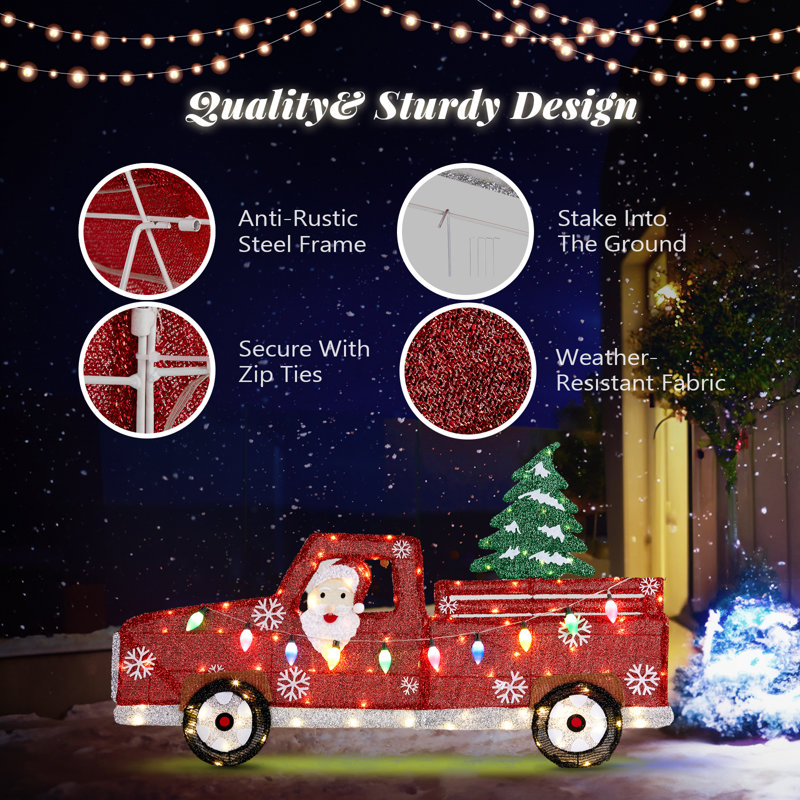 The Holiday Aisle® Lighted Santa Driving Car 2d Christmas Decoration ...