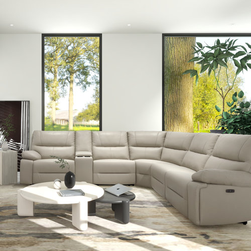 Wade Logan® Aylinne 6 - Piece Leather Power Reclining Sectional ...