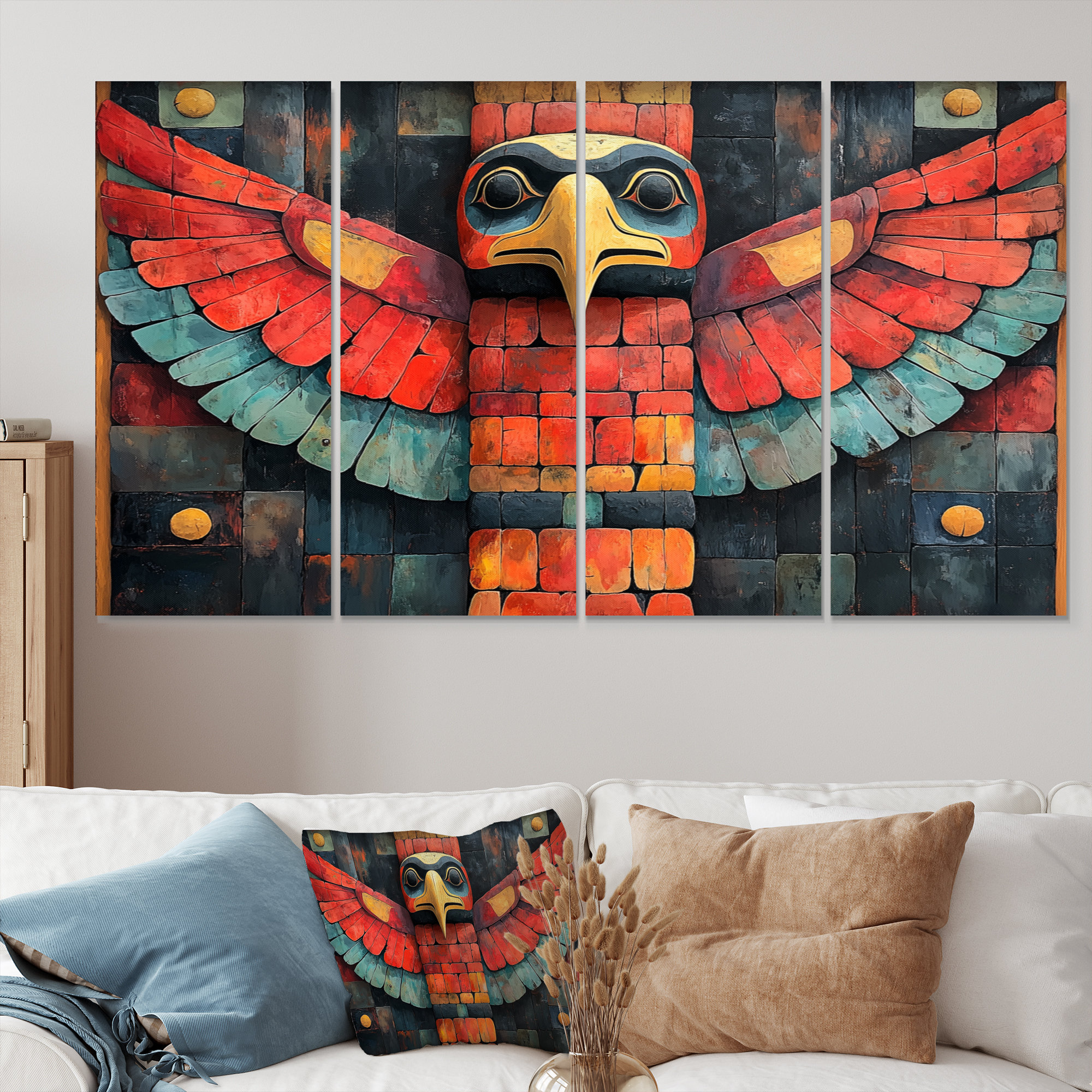 Bungalow Rose Red Thunderbird Native Totem II - Native American Art ...