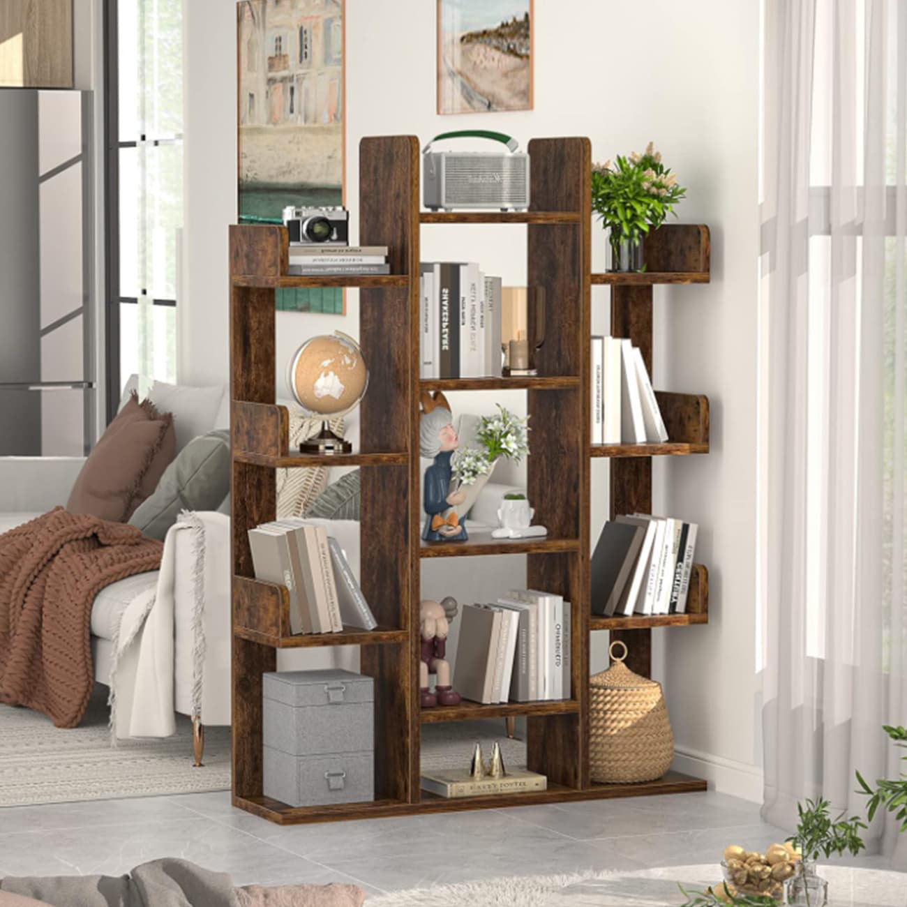 Millwood Pines 13 Compartments Of Tree-Shaped Bookshelves, Book ...