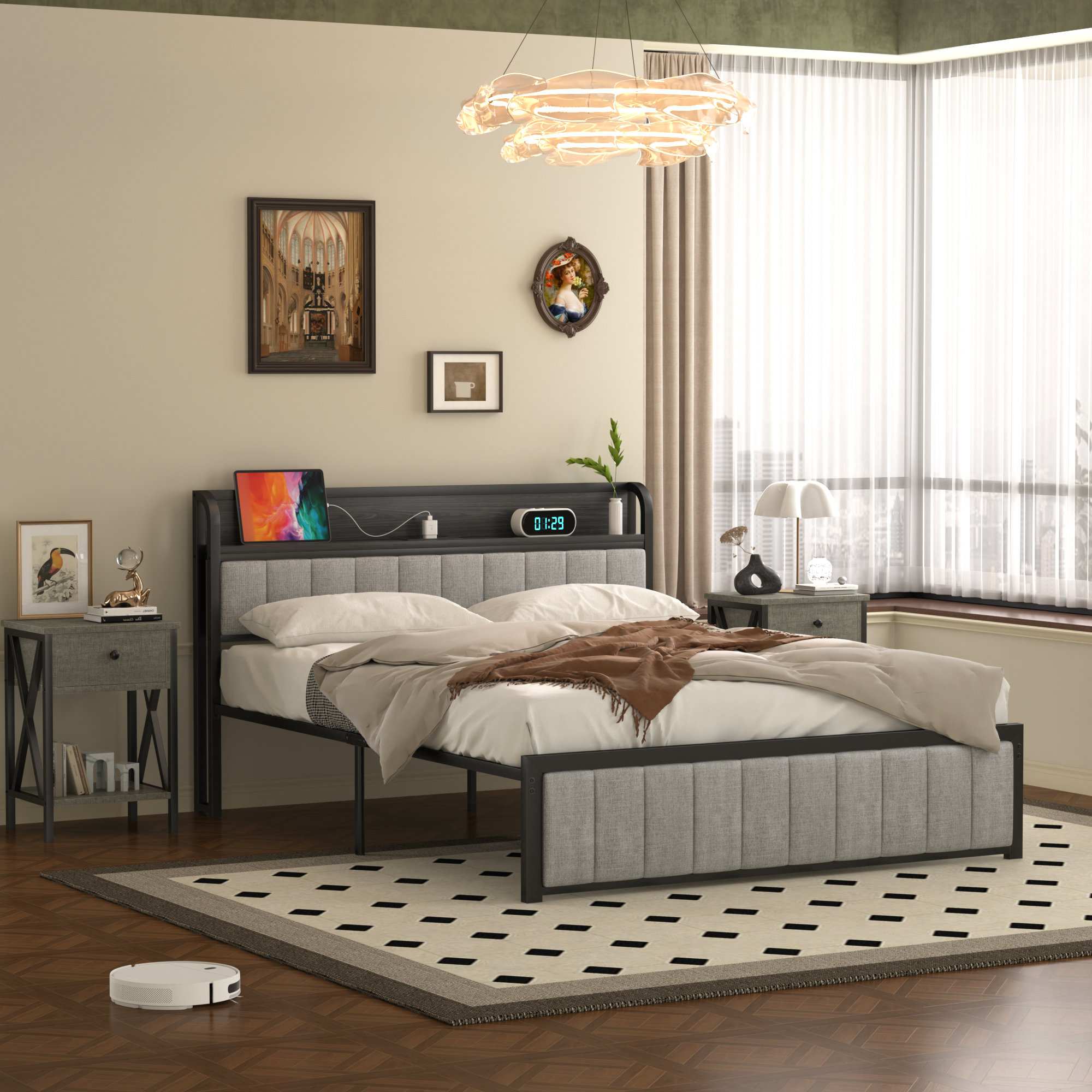 17 Stories 3 Pieces Bedroom Set Bed Frame And Nightstand Set & Reviews ...