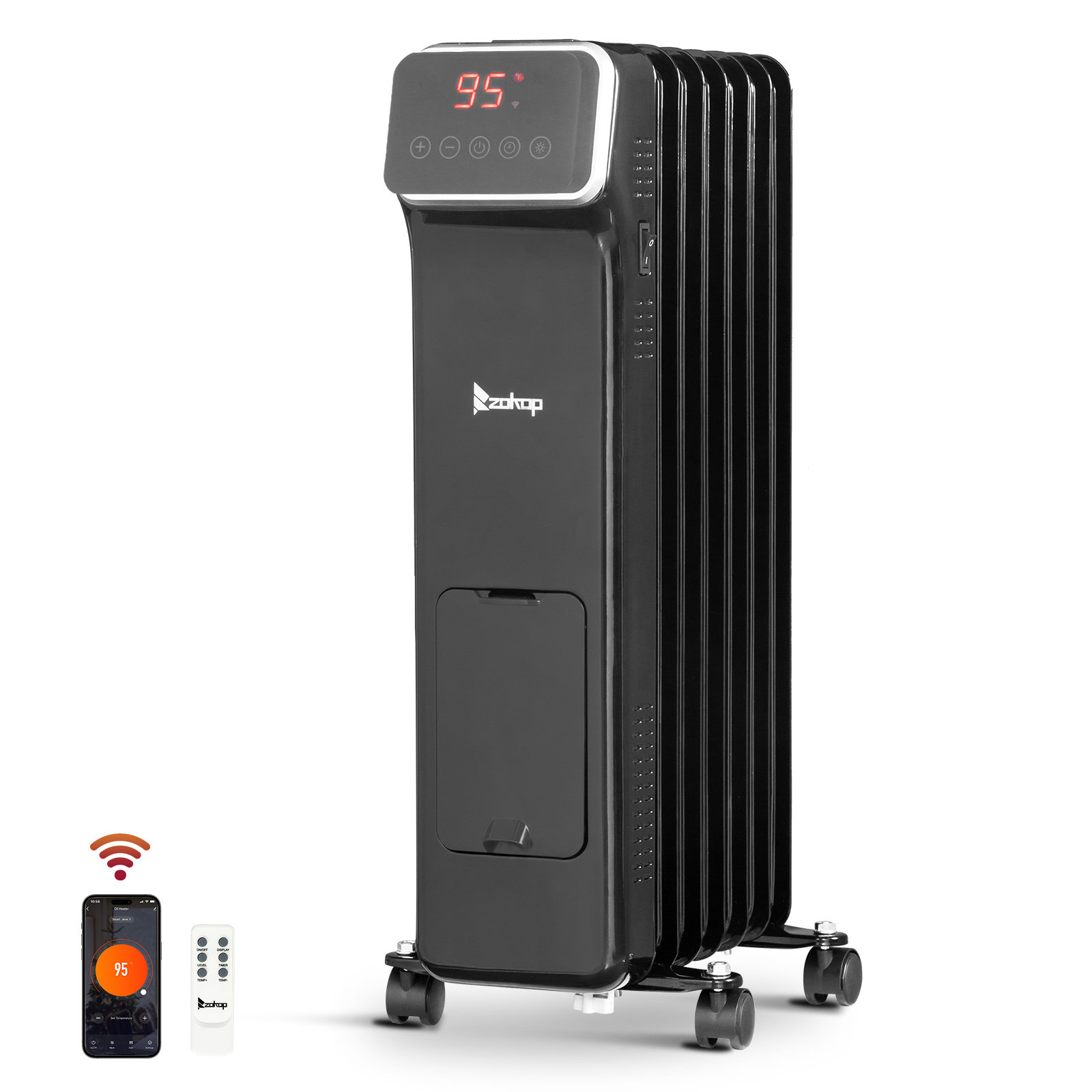 Winado 1500-Watt Electric Oil-Filled Radiator Space Heater With Wifi ...