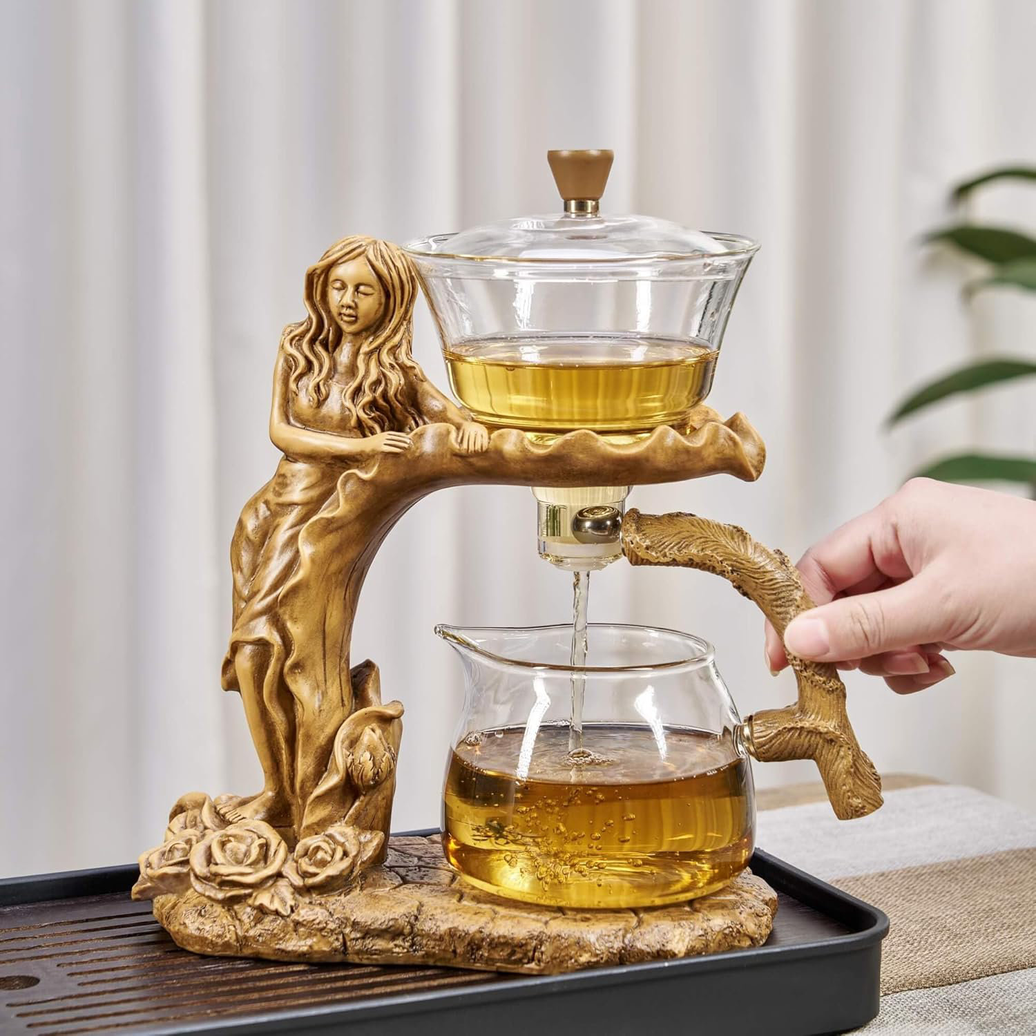 Hokku Designs Glass Teapot Set with Infuser Semi Automatic Tea Set ...