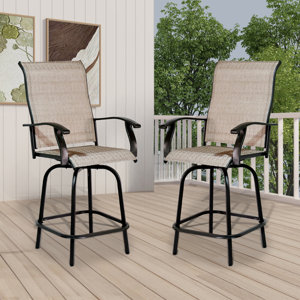 Winston Porter Swivel Outdoor Bar Stools Set Of 2,bar Height Patio ...