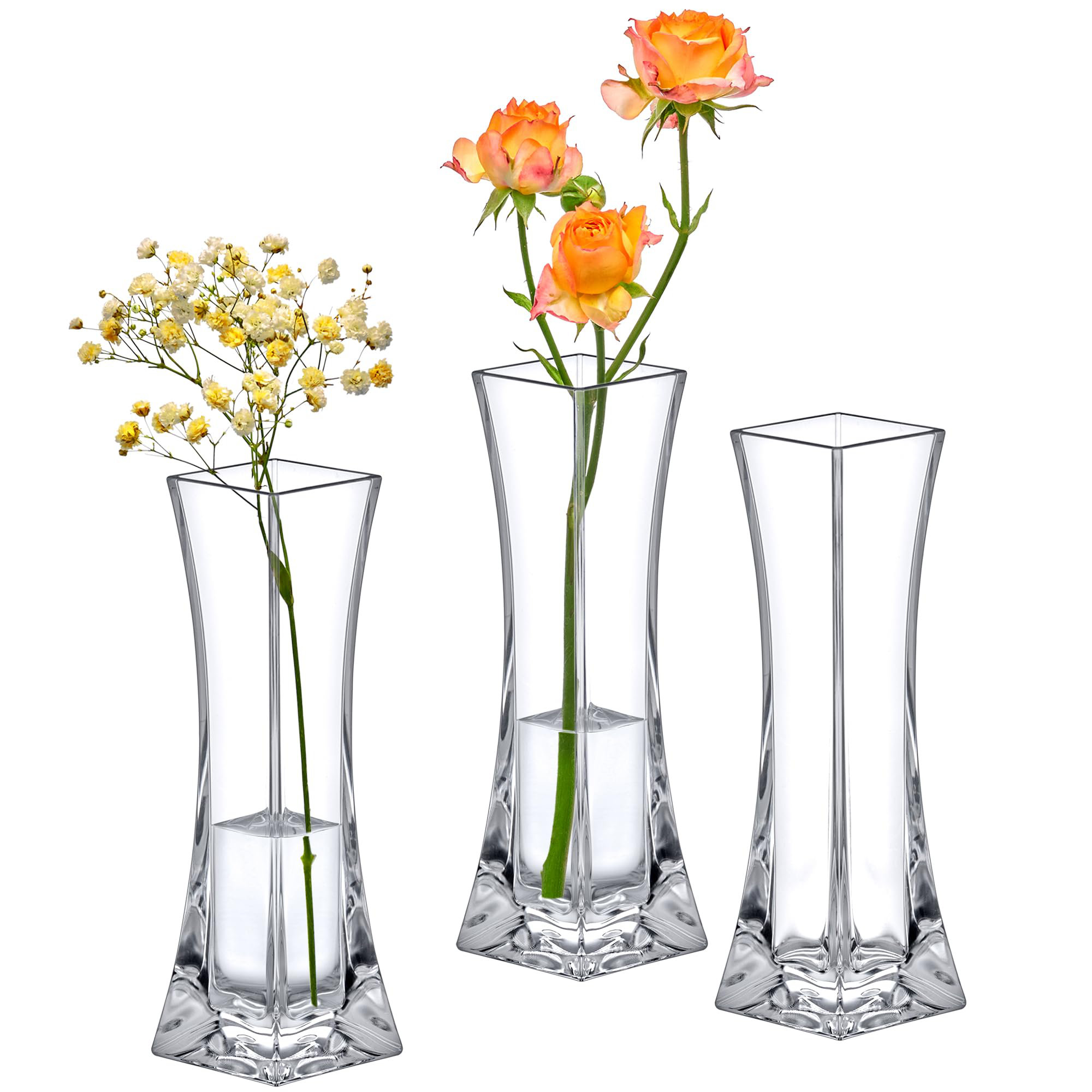 Brayden Studio Clear Square Acrylic Vase, Shatterproof, 8" (H), 3-Pack ...