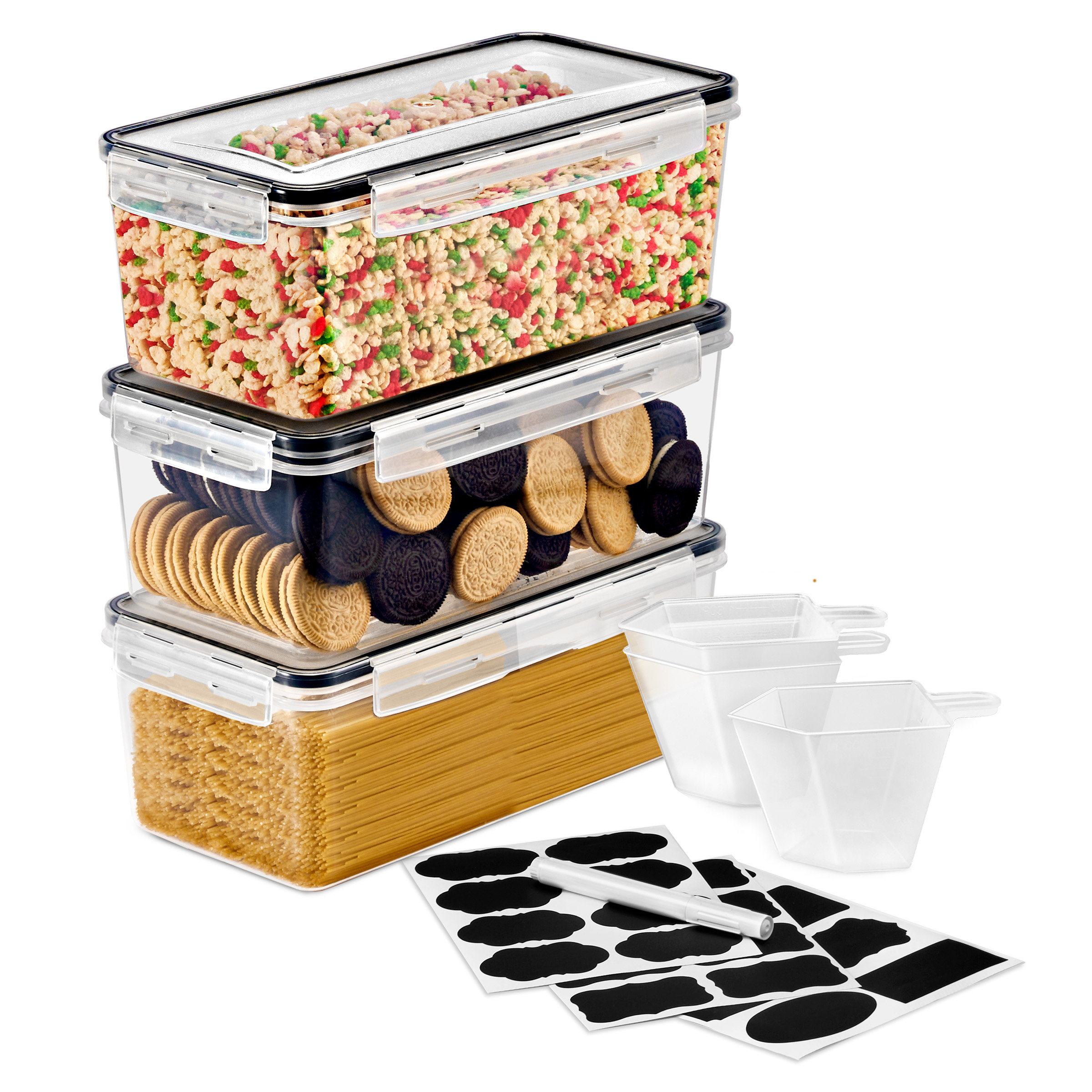 Sorbus Large Food Storage Containers - Pack of 3 with Air Tight, Four ...